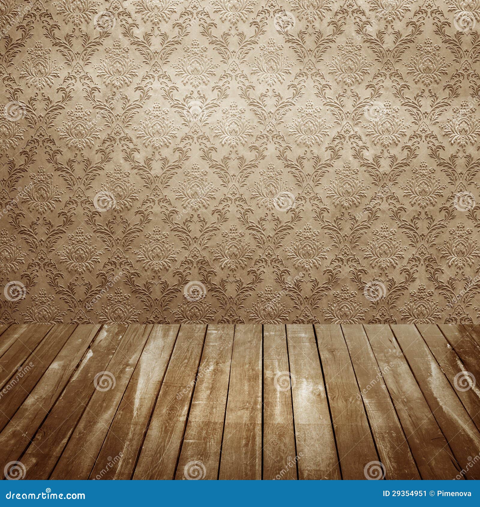 Zaal met oud behang stock illustratie. Illustration of binnenlands ...