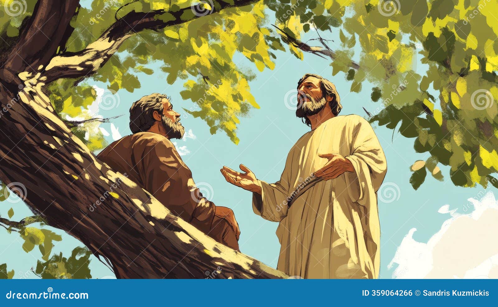 Zacchaeus. The Man In The Tree Looks Out Into The Crowd. Pencil Drawing ...