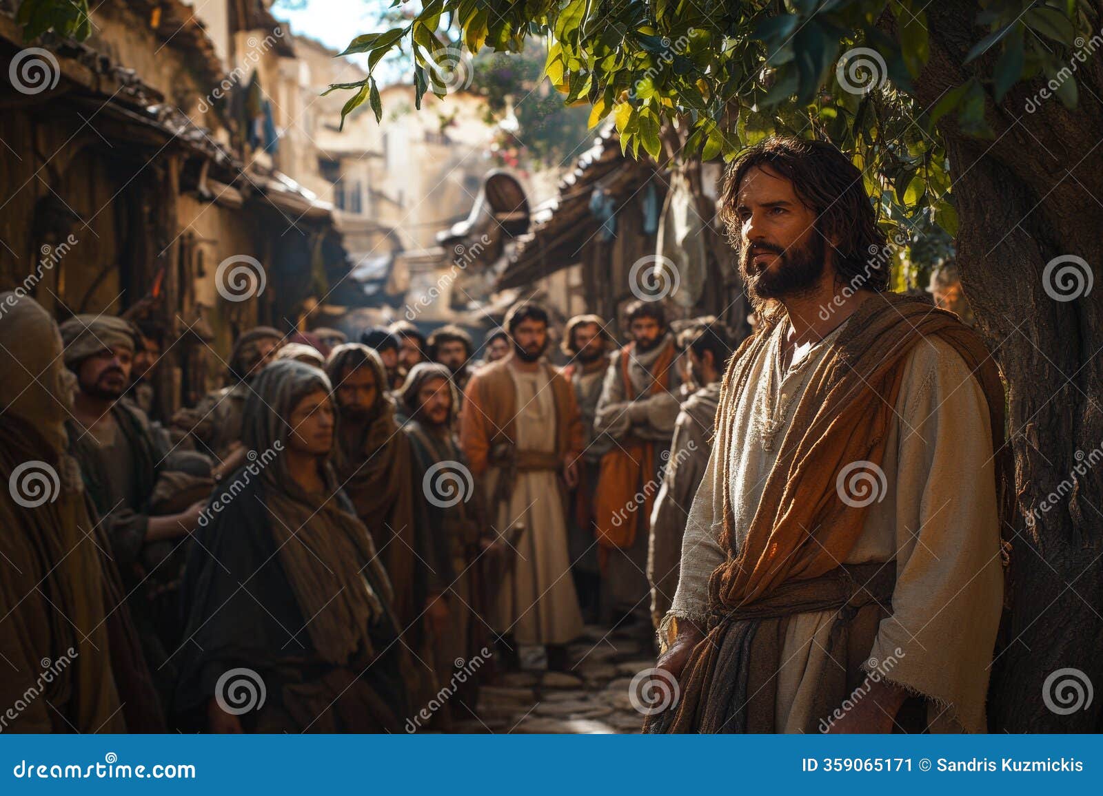 Zacchaeus. The Man In The Tree Looks Out Into The Crowd. Pencil Drawing ...