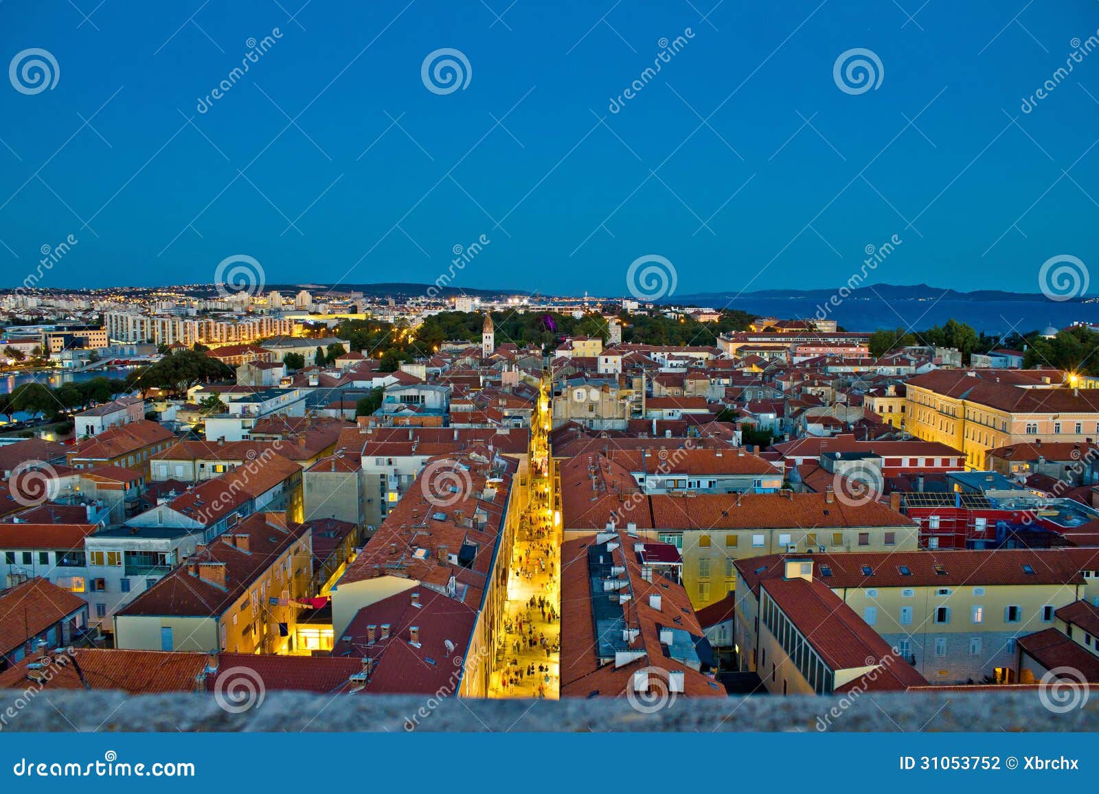 Zadar Rooftops Night Aerial View Stock Photo - Image of aerial, ancient ...