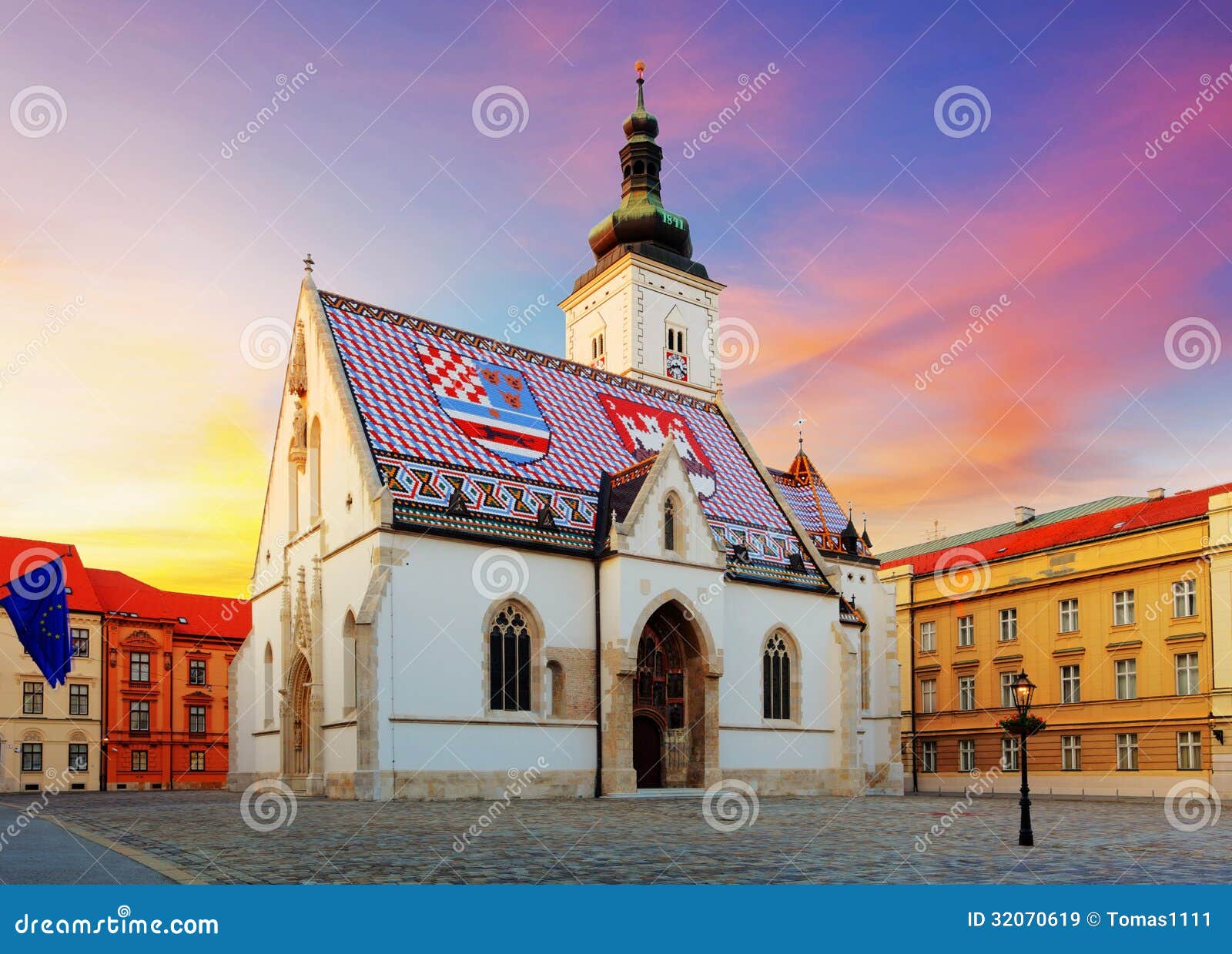 Zagreb church - St Mark stock image. Image of croatia - 32070619