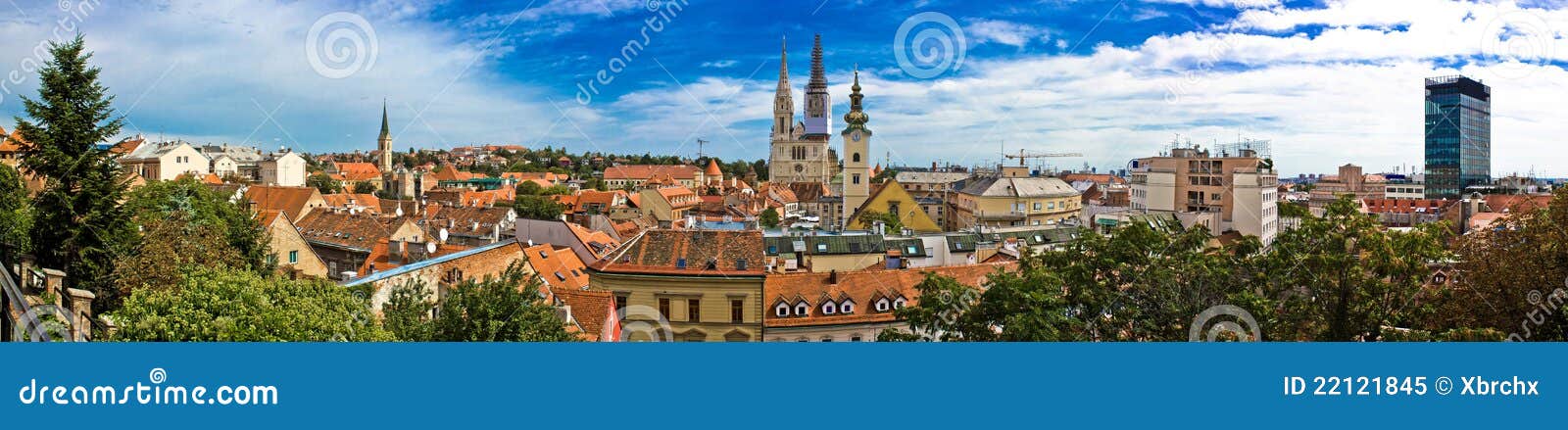 Zagreb Cityscape Panoramic View at Old Town Center Stock Image - Image ...