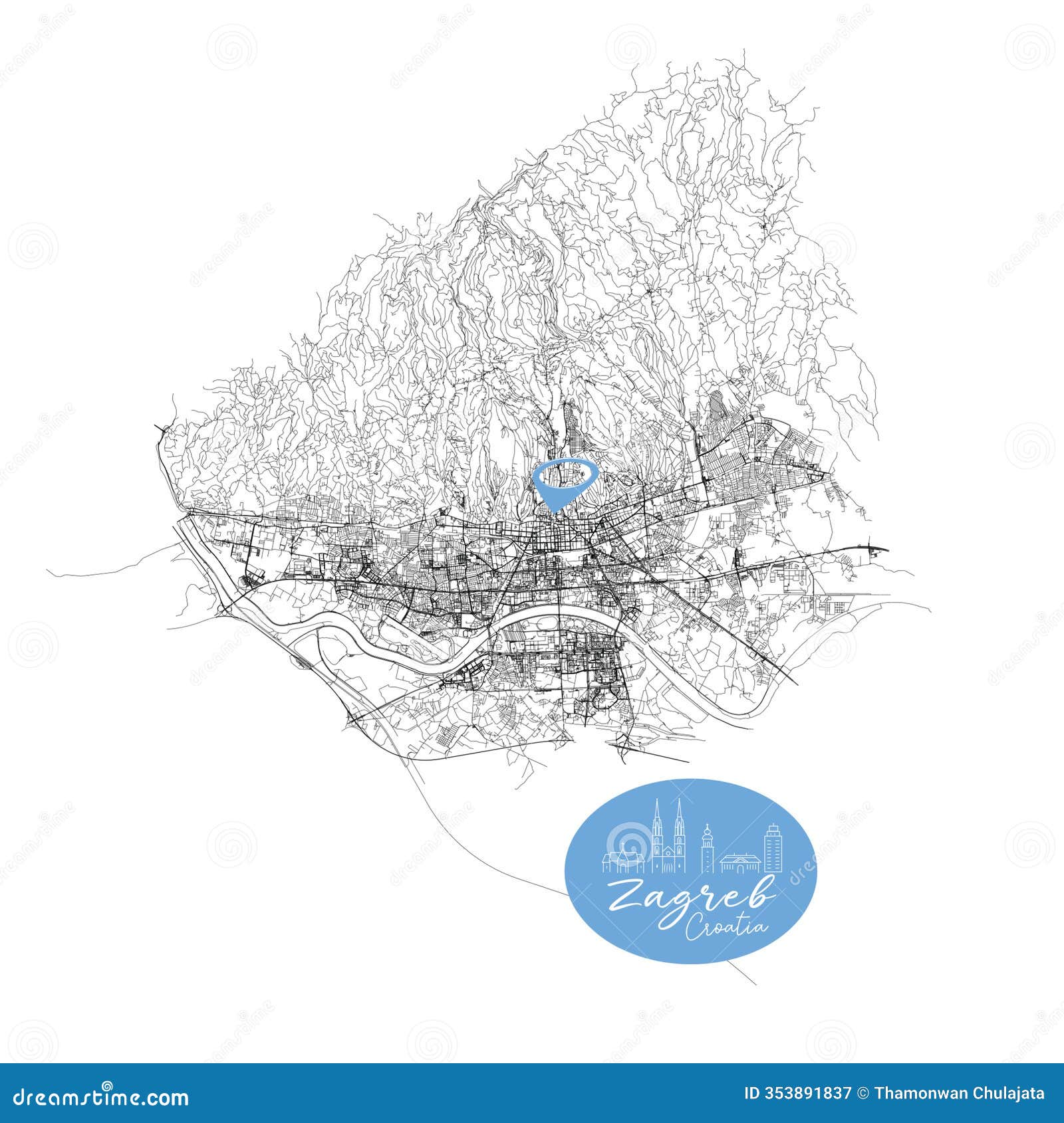 Zagreb Croatia. Detailed Country Map With Location Pin On Capital City ...