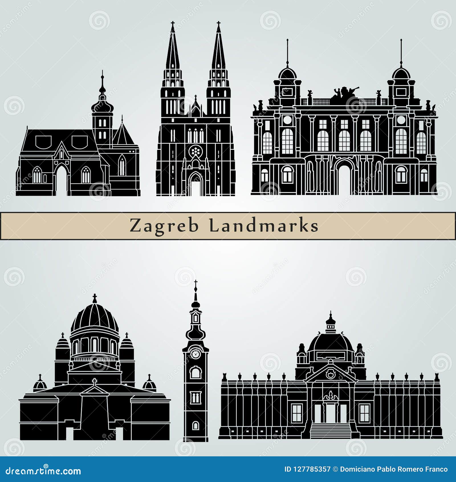 Zagreb Landmarks and Monuments Stock Vector - Illustration of urban ...