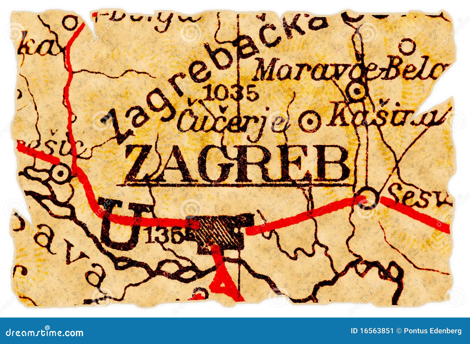 Zagreb old map stock image. Image of isolated, travel - 16563851