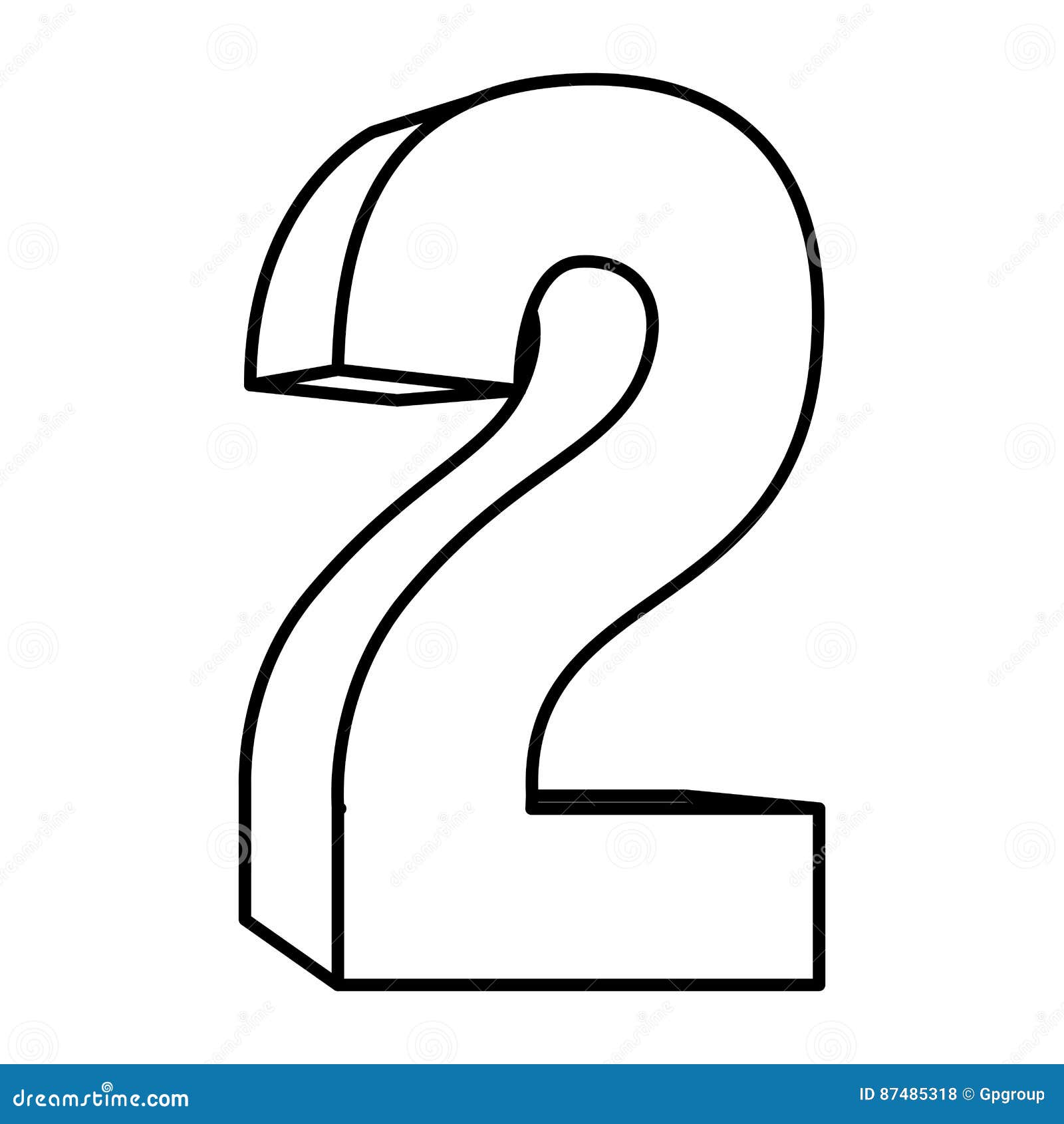 Zahl Nummer zwei-Ikone stock abbildung. Illustration von graphik - 87485318