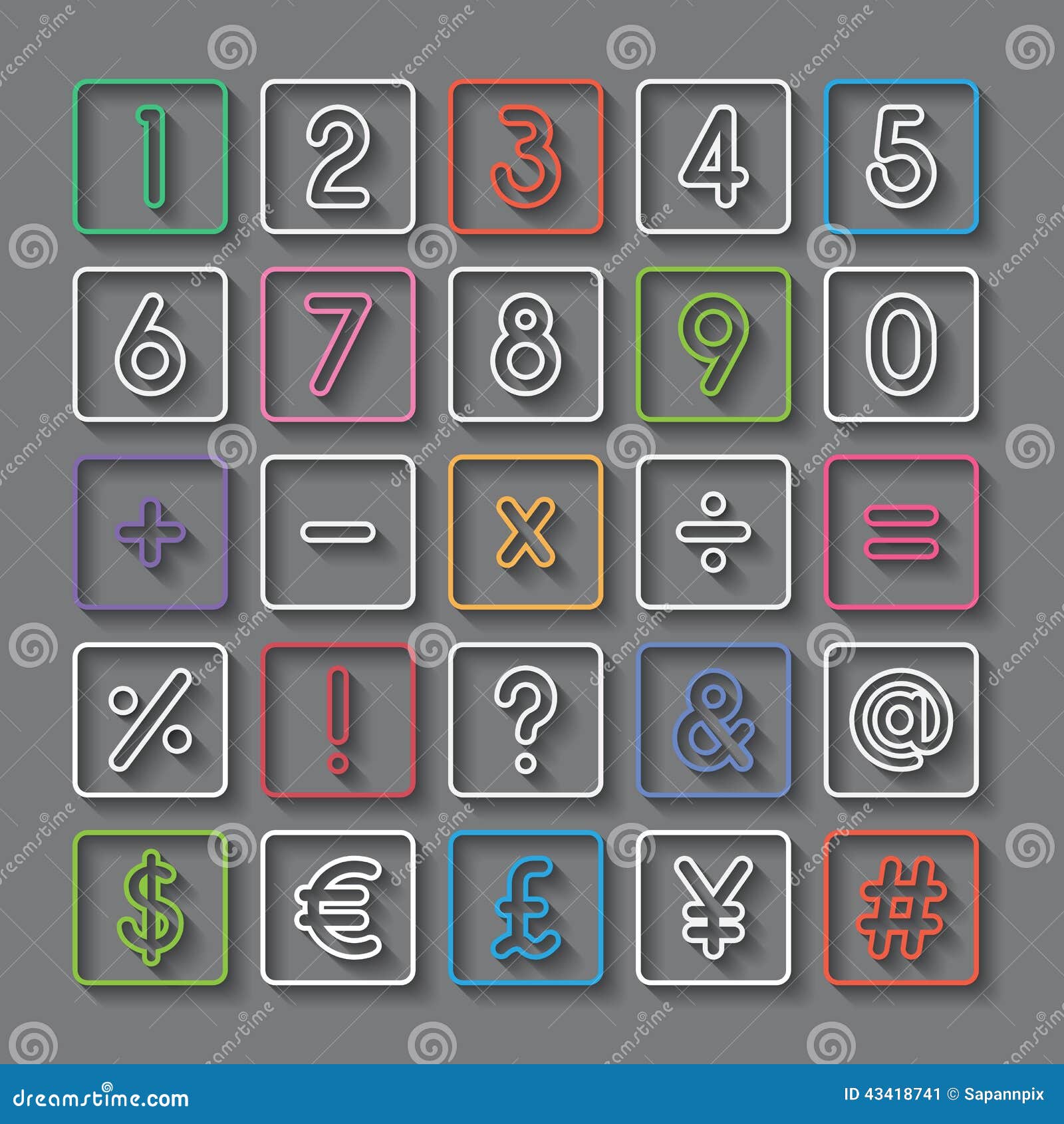 Zahl und Symbol vektor abbildung. Illustration von schule - 43418741