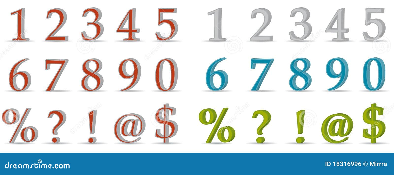 Zahlen 3D und Symbole vektor abbildung. Illustration von markierung ...