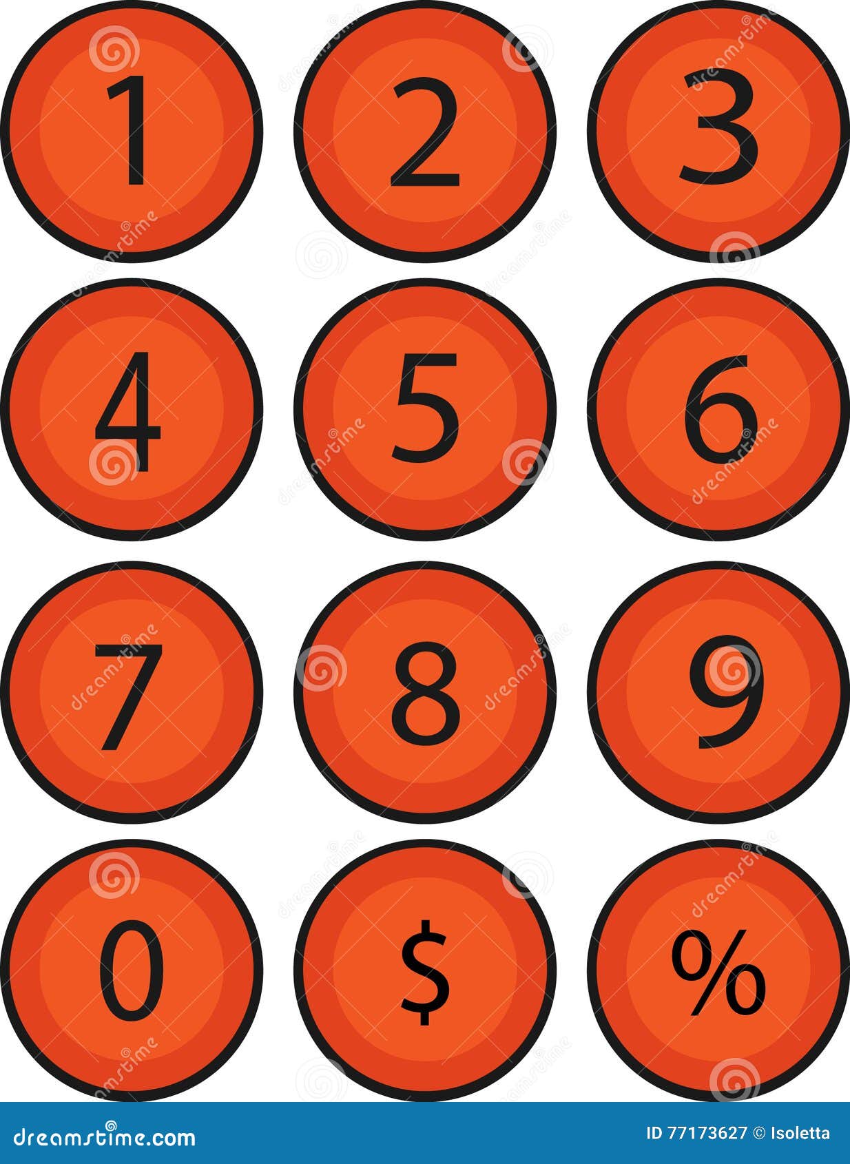 Zahlen Und Symbol-flache Ikonen Eingestellt Vektor Abbildung ...