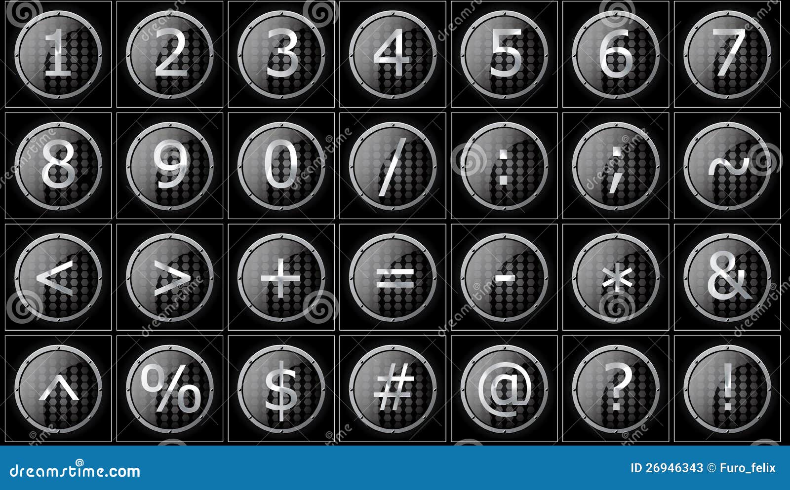 Zahlen und Symbole stock abbildung. Illustration von einstellen - 26946343