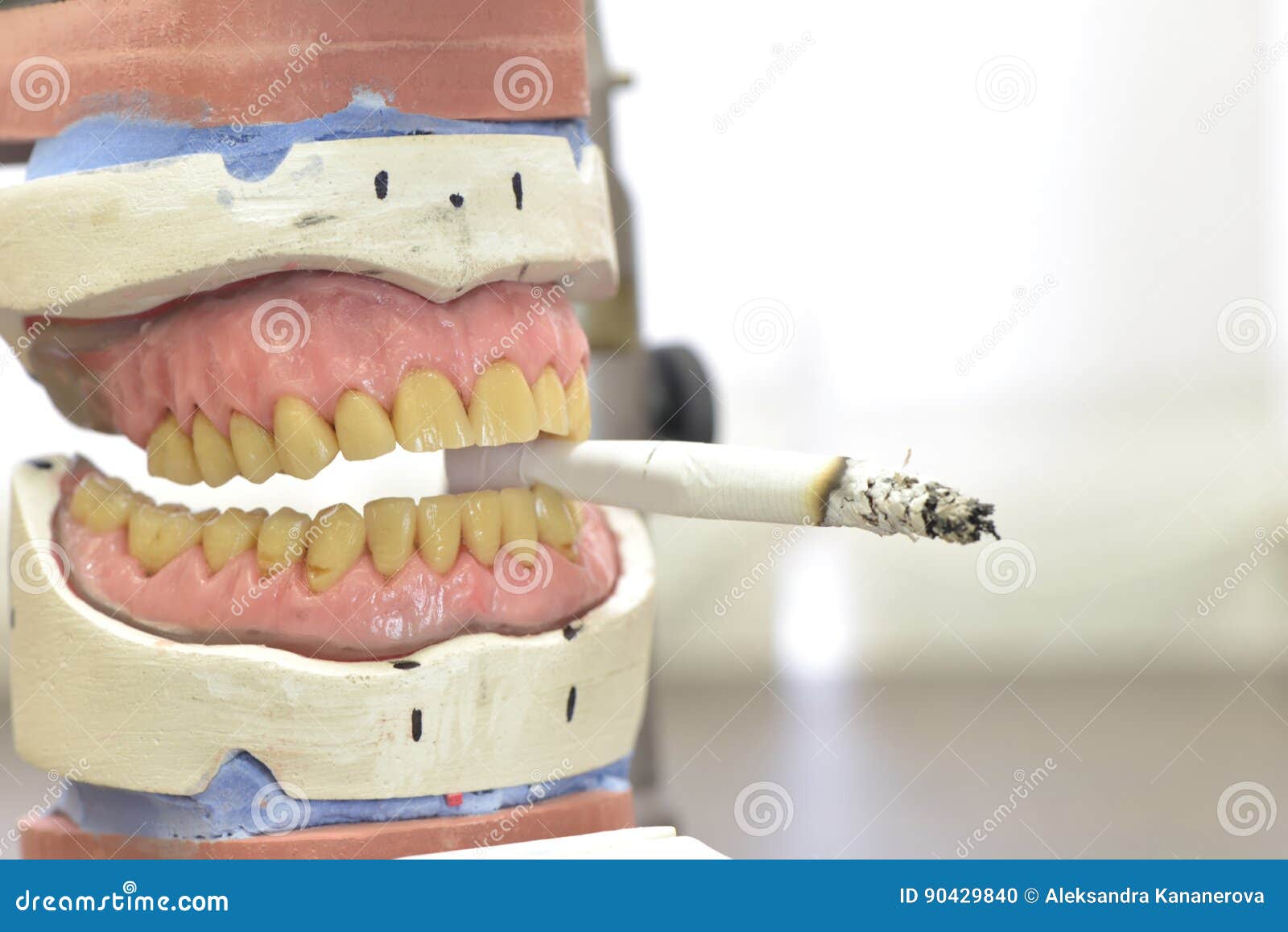 Zahnmedizinische Prothese Mit Einer Zigarette Stockfoto - Bild von ...