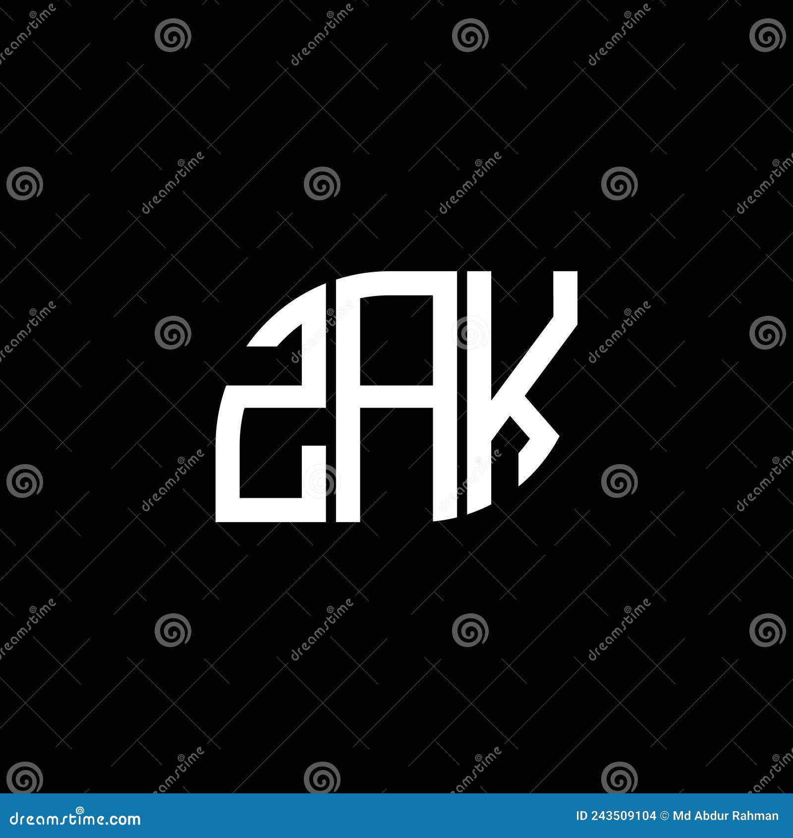 ZAK Letter Logo Design on Black Background. ZAK Creative Initials ...