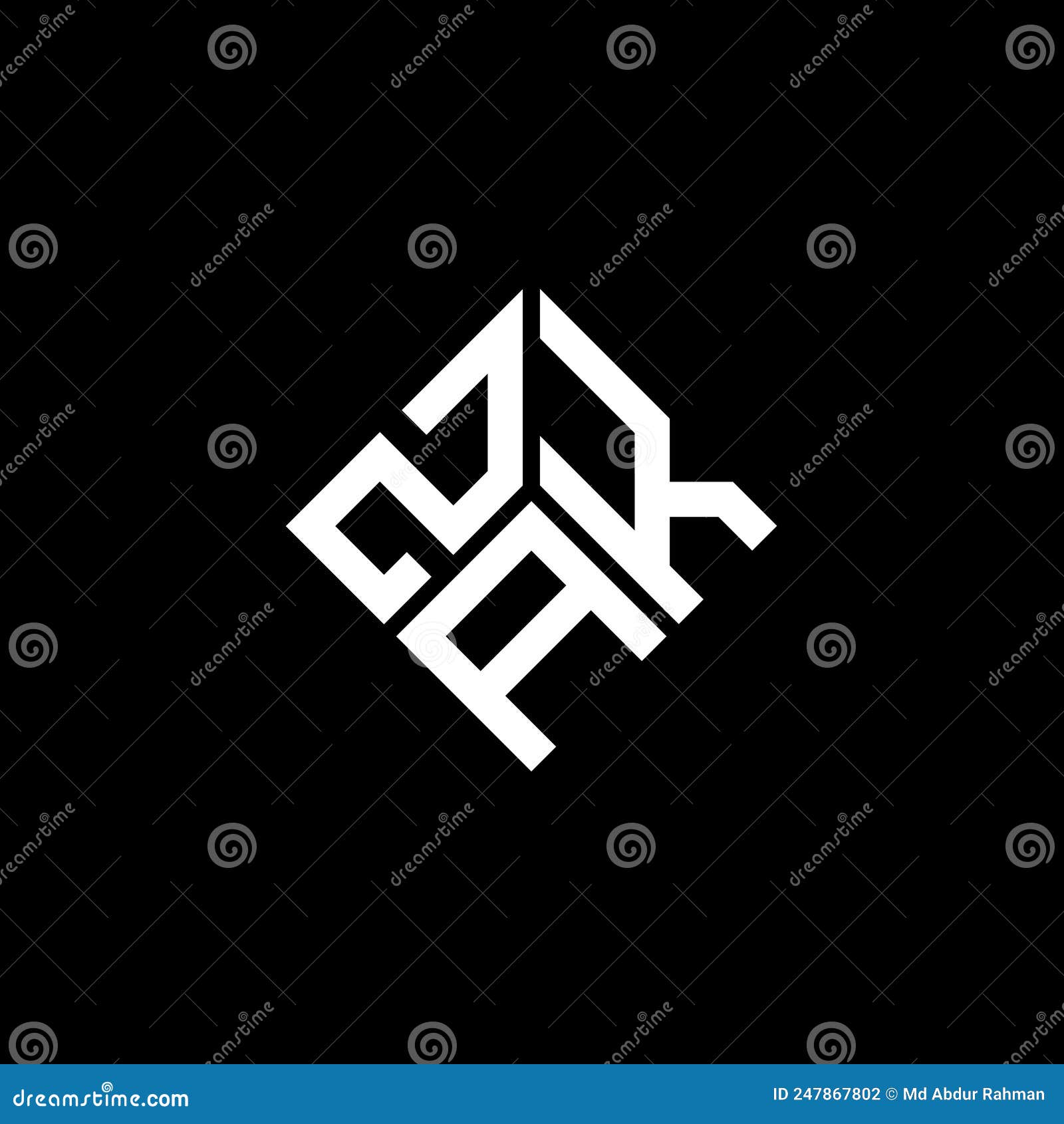 ZAK Letter Logo Design on Black Background. ZAK Creative Initials ...