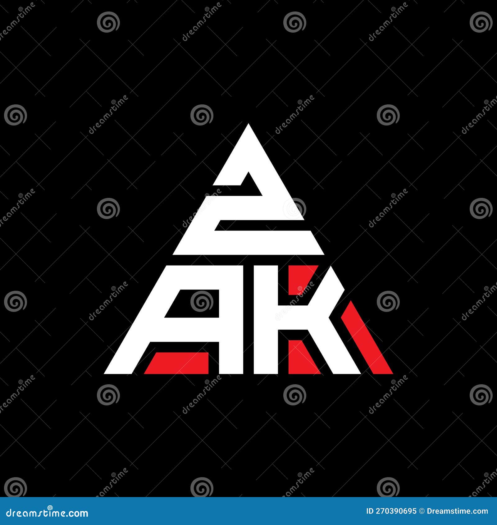 ZAK Triangle Letter Logo Design with Triangle Shape. ZAK Triangle Logo ...