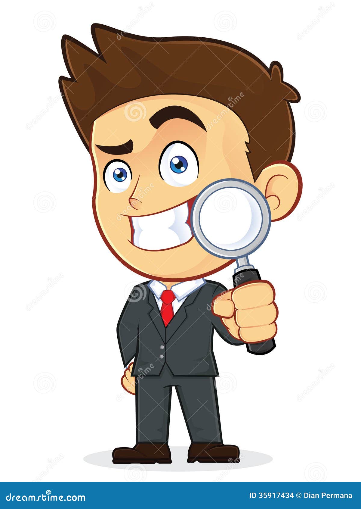 Zakenman Holding Een Vergrootglas Vector Illustratie - Illustration of ...