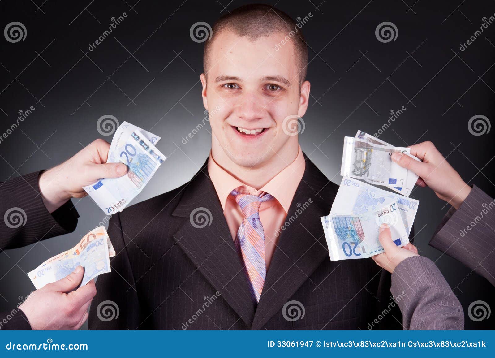 Zakenman met geld stock afbeelding. Image of dollar, volwassen - 33061947