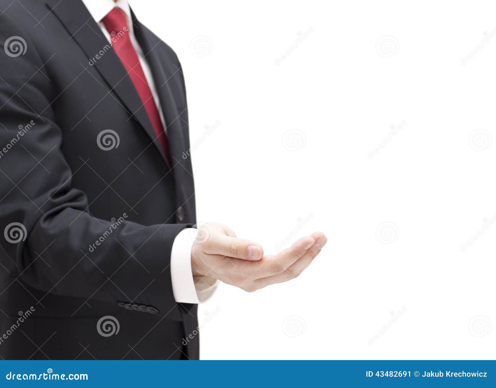 Zakenman met lege hand stock afbeelding. Image of zorg - 43482691