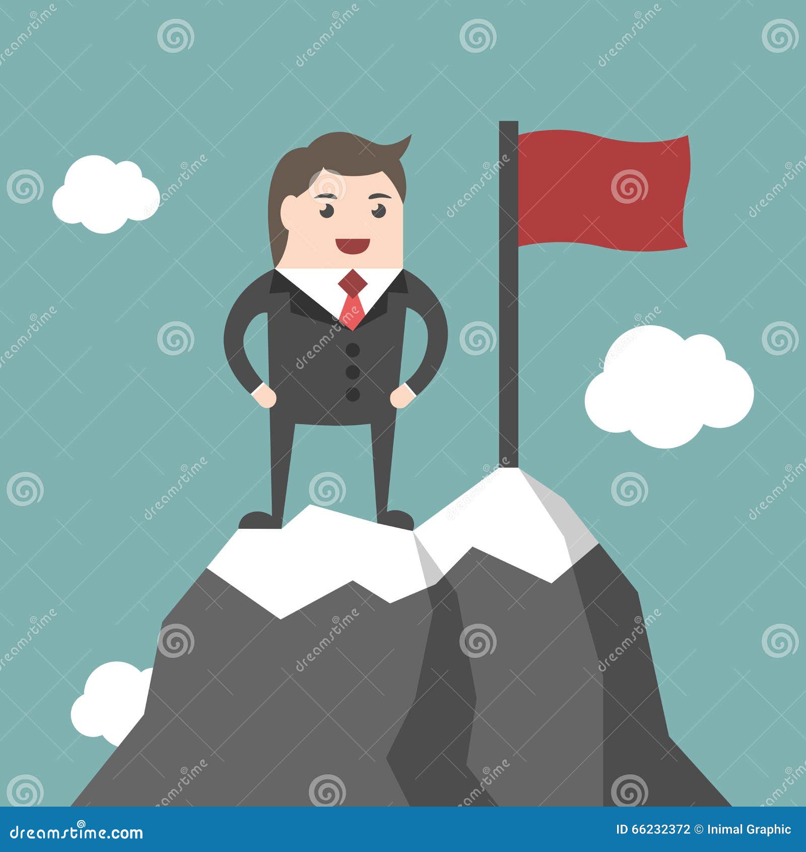 Zakenman op bergtop vector illustratie. Illustration of motivatie ...