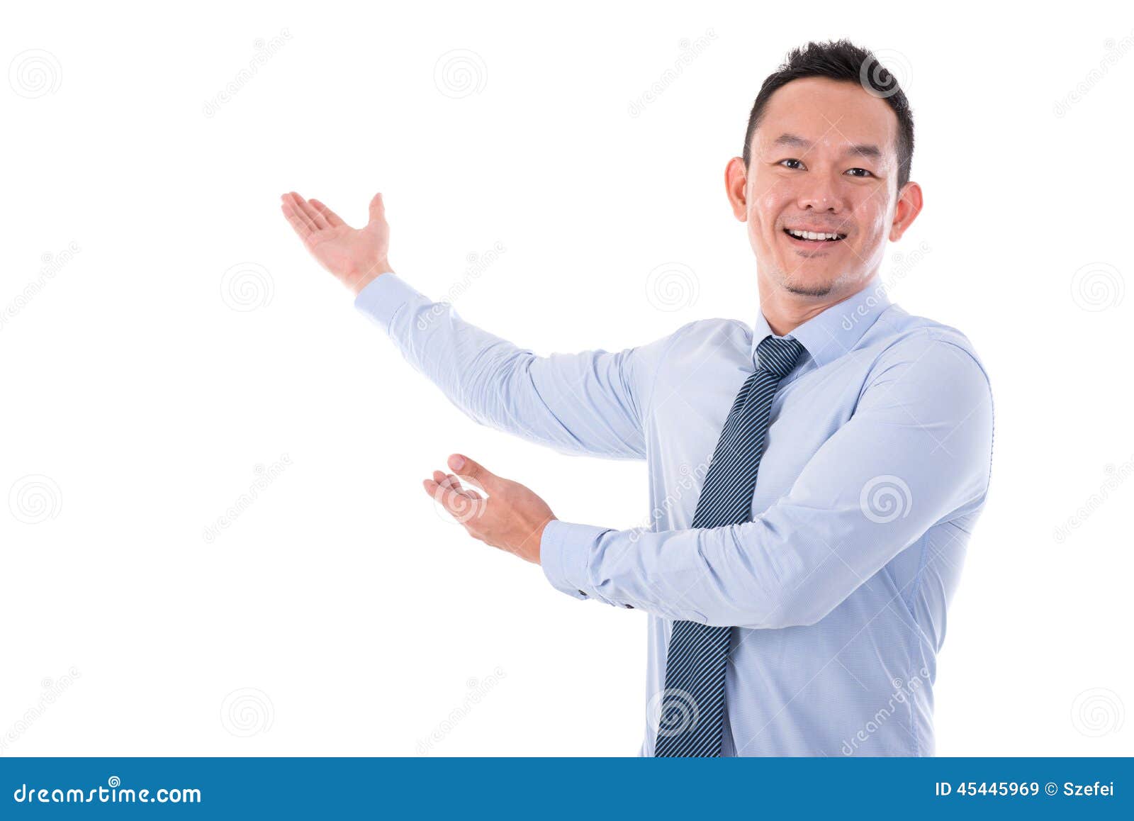 Zakenmanhanden Die Iets Tonen Stock Afbeelding - Image of medio ...