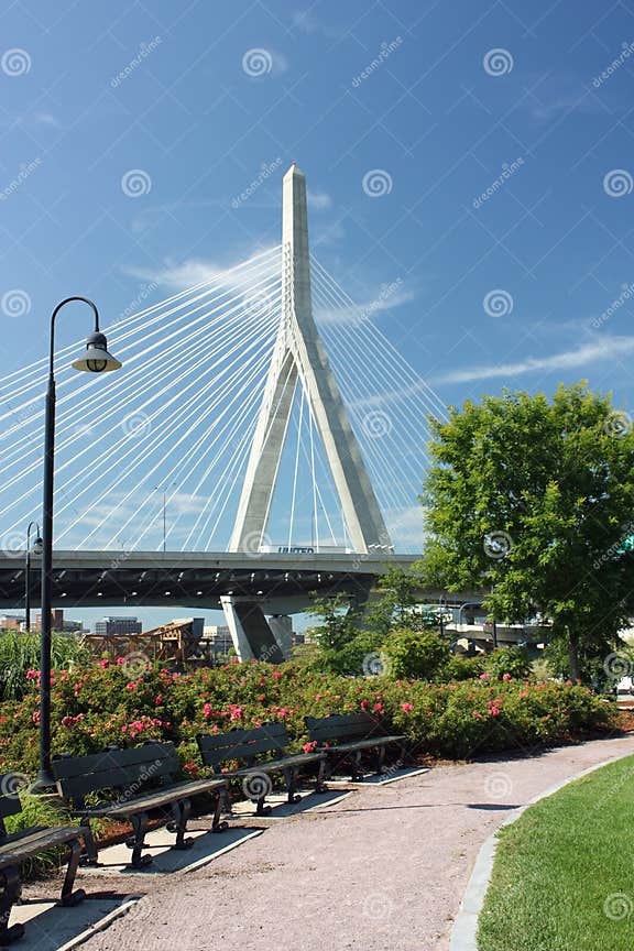 Zakim Bridge from Park stock image. Image of harbour, harbor - 6451933