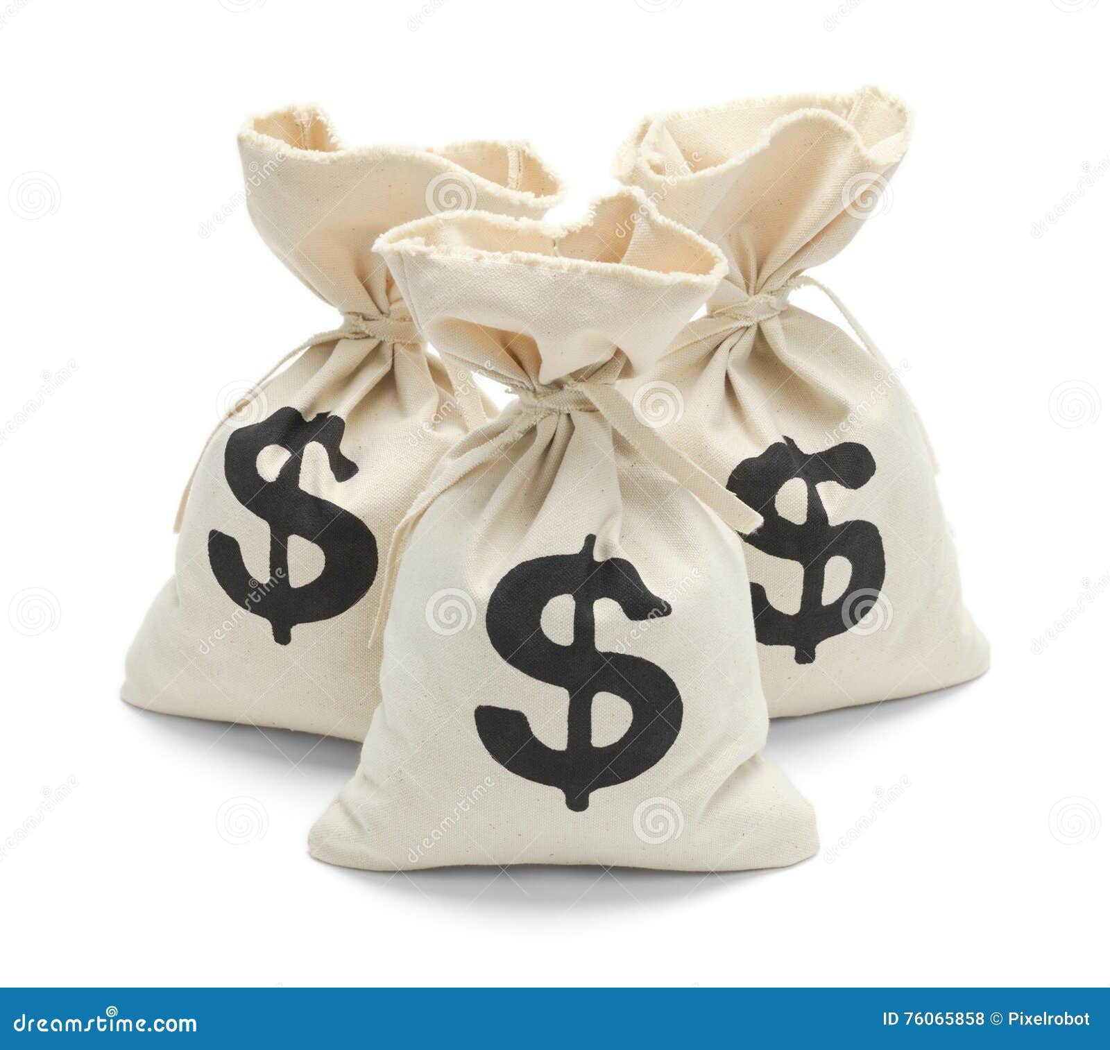 Zakken geld met bezinning stock foto. Image of financiën - 76065858