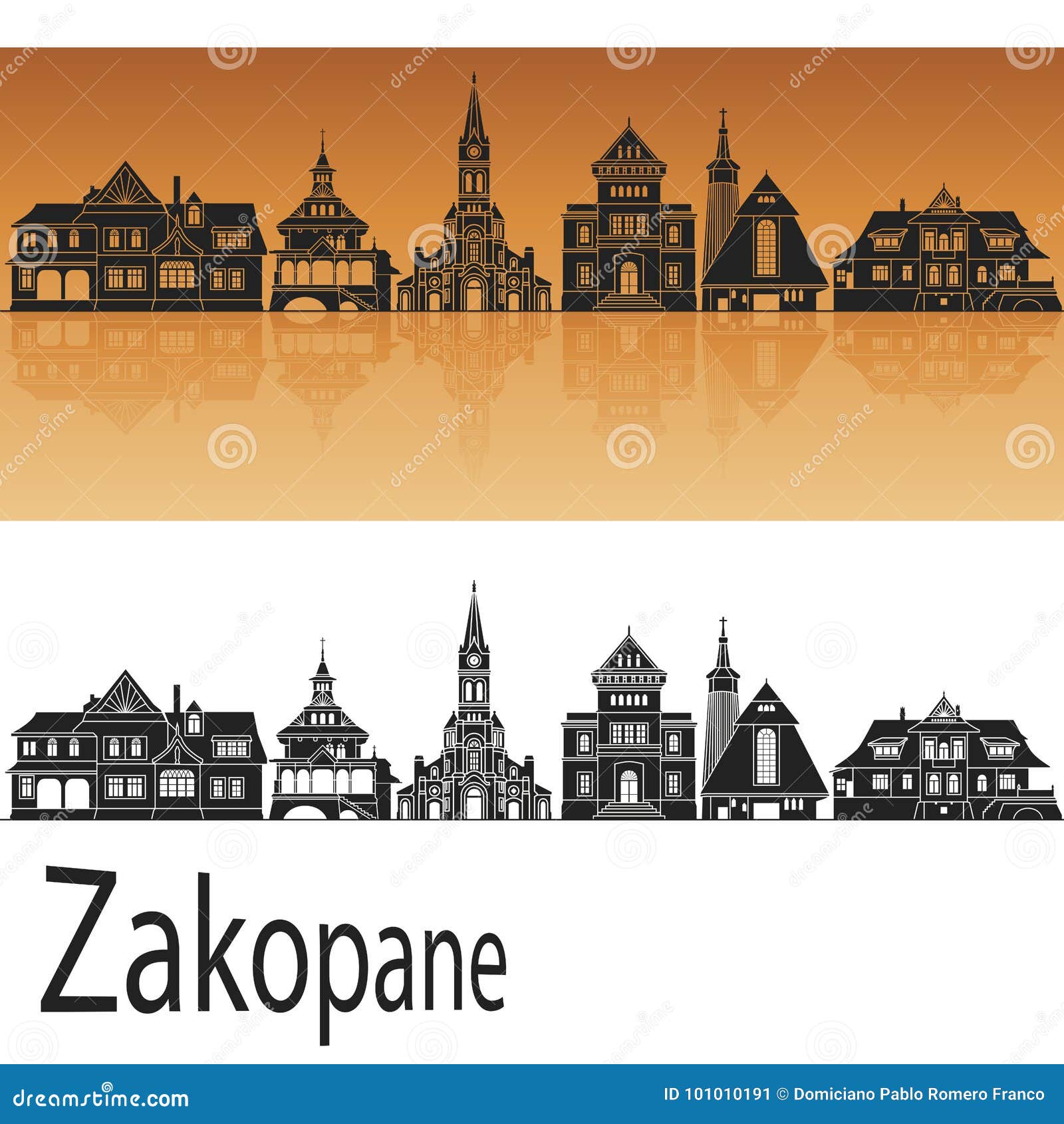 Zakopane skyline stock vector. Illustration of panoramic - 101010191