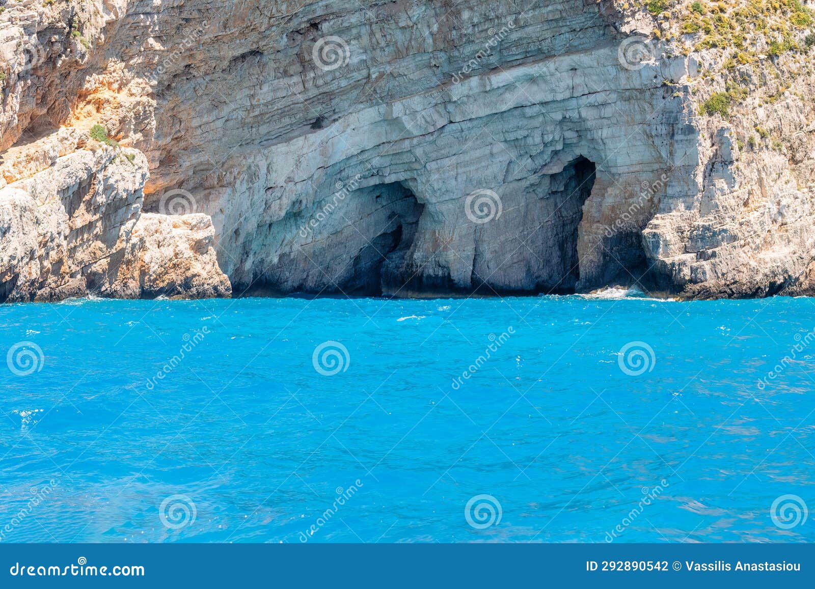 Zakynthos Blue Waters with the Famous Blue Caves. Stock Photo - Image ...
