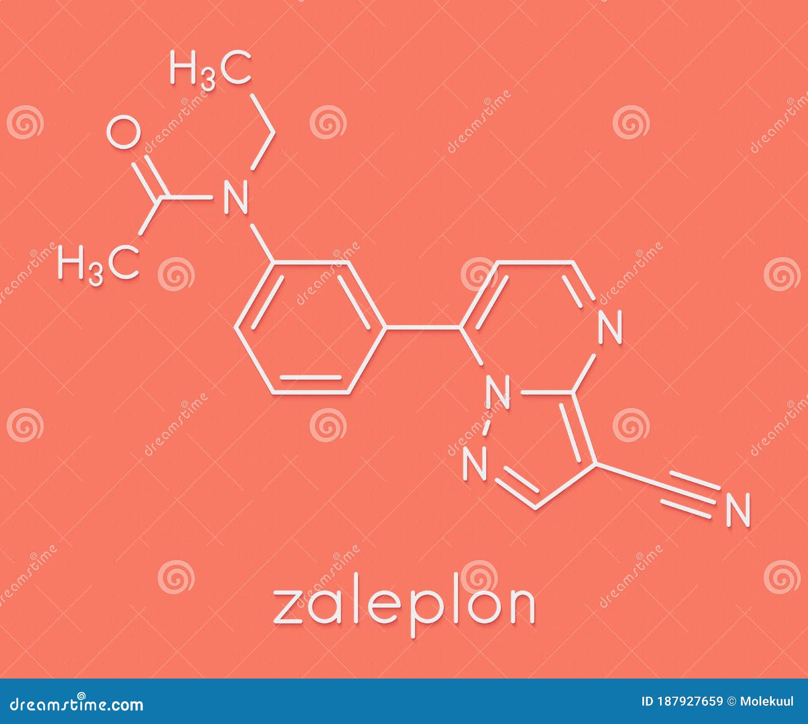 Zaleplon Hypnotic Drug Molecule Sleeping Pill. Skeletal Formula. Stock ...