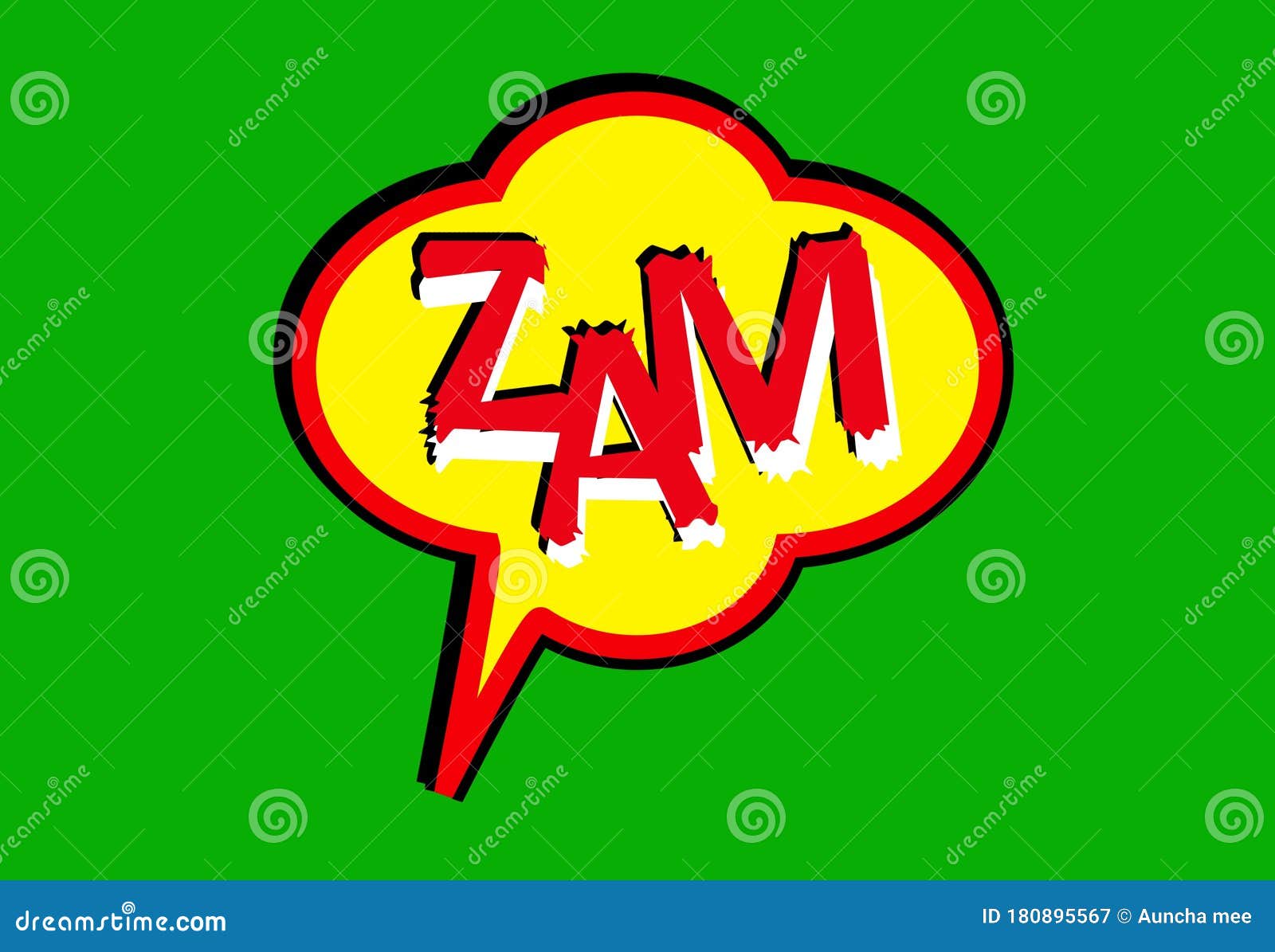 Zam . Comic Book Concept on Green Background Stock Illustration ...