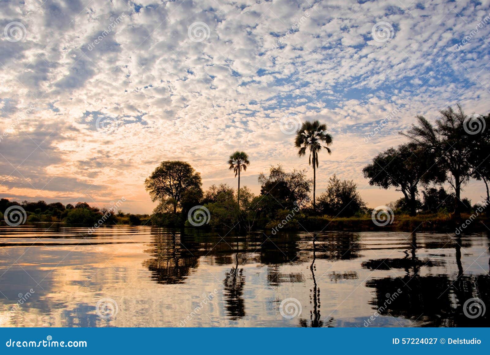 The Zambeze River at Sunset Stock Image - Image of exoticism, african ...