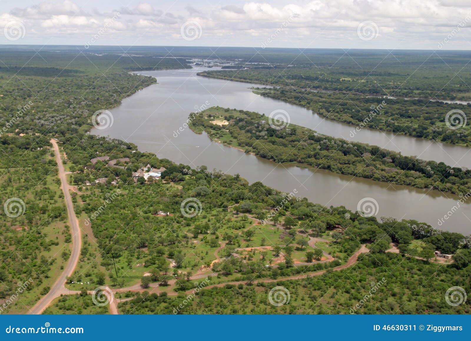 Zambezi River in Zimbabwe stock image. Image of falls - 46630311