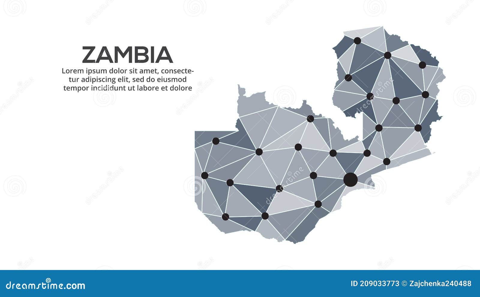 Zambia Communication Network Map. Vector Image of a Low Poly Global Map ...