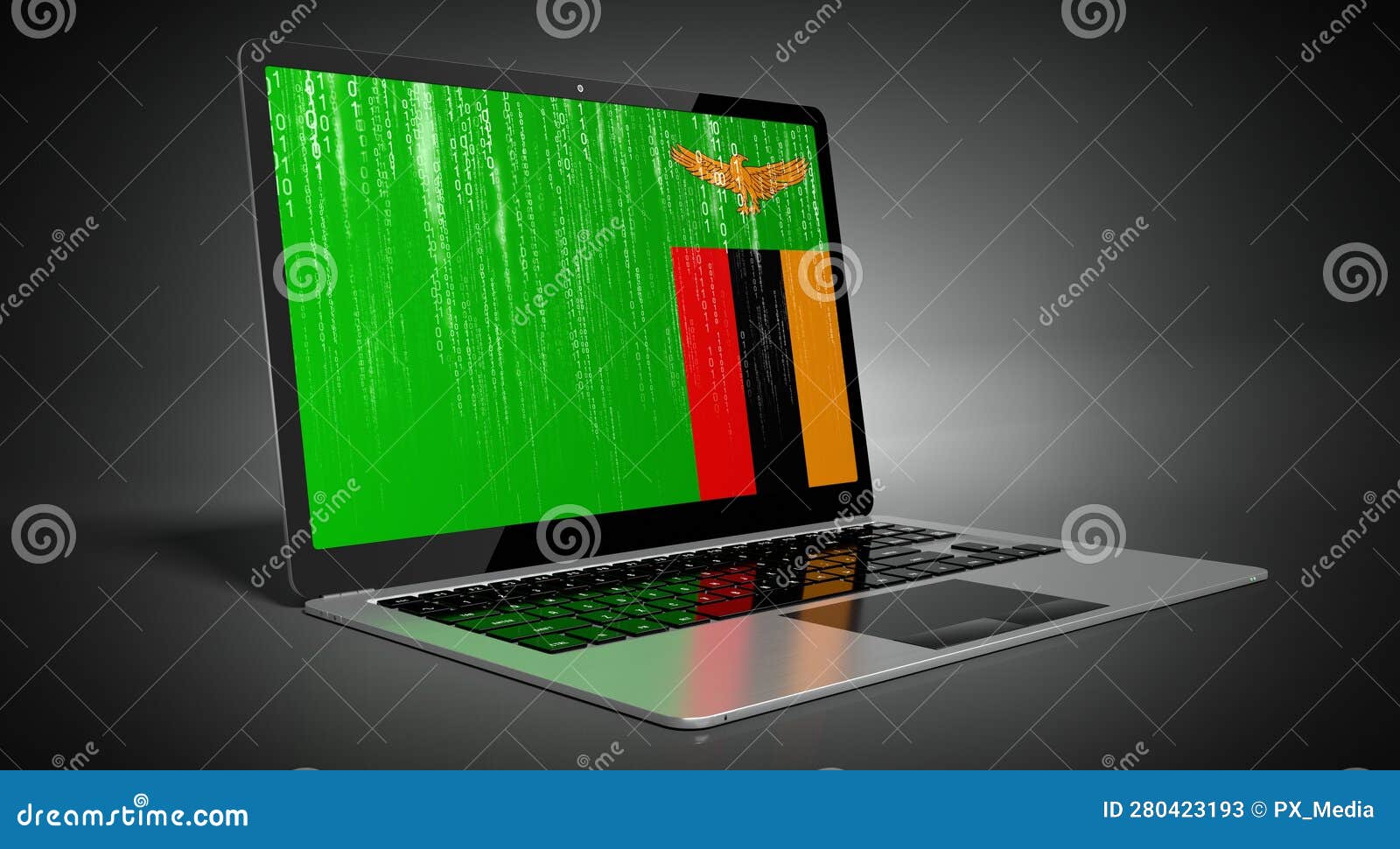 Zambia - Country Flag and Binary Code on Laptop Screen Stock ...