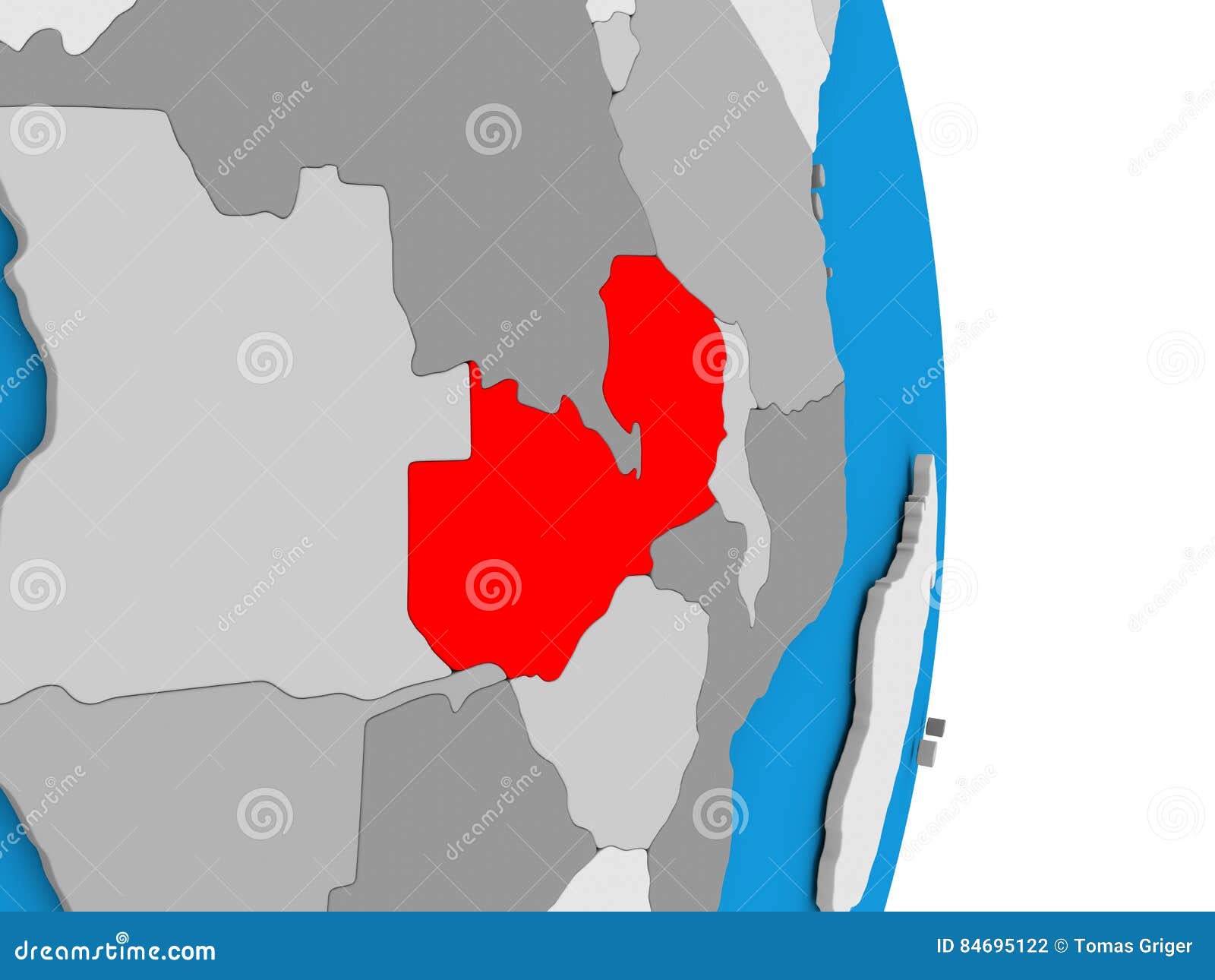 Zambia on globe stock illustration. Illustration of country - 84695122