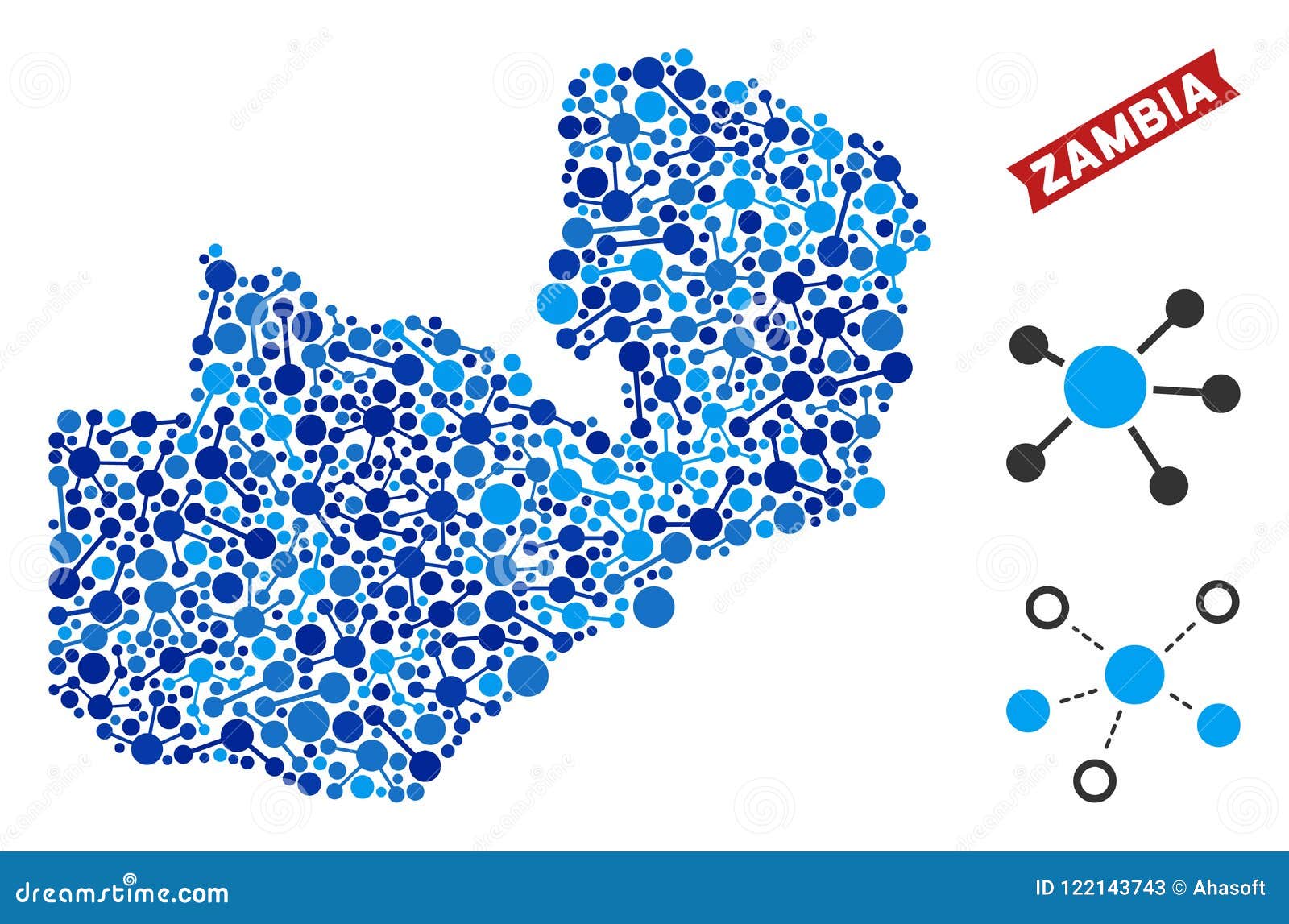 Zambia Map Links Composition Stock Vector - Illustration of nation ...