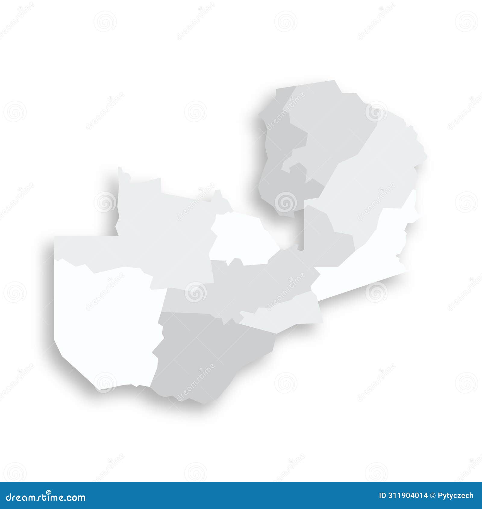 Blank Map Of Zambia. Districts Of Zambia Map. High Detailed Vector Map ...
