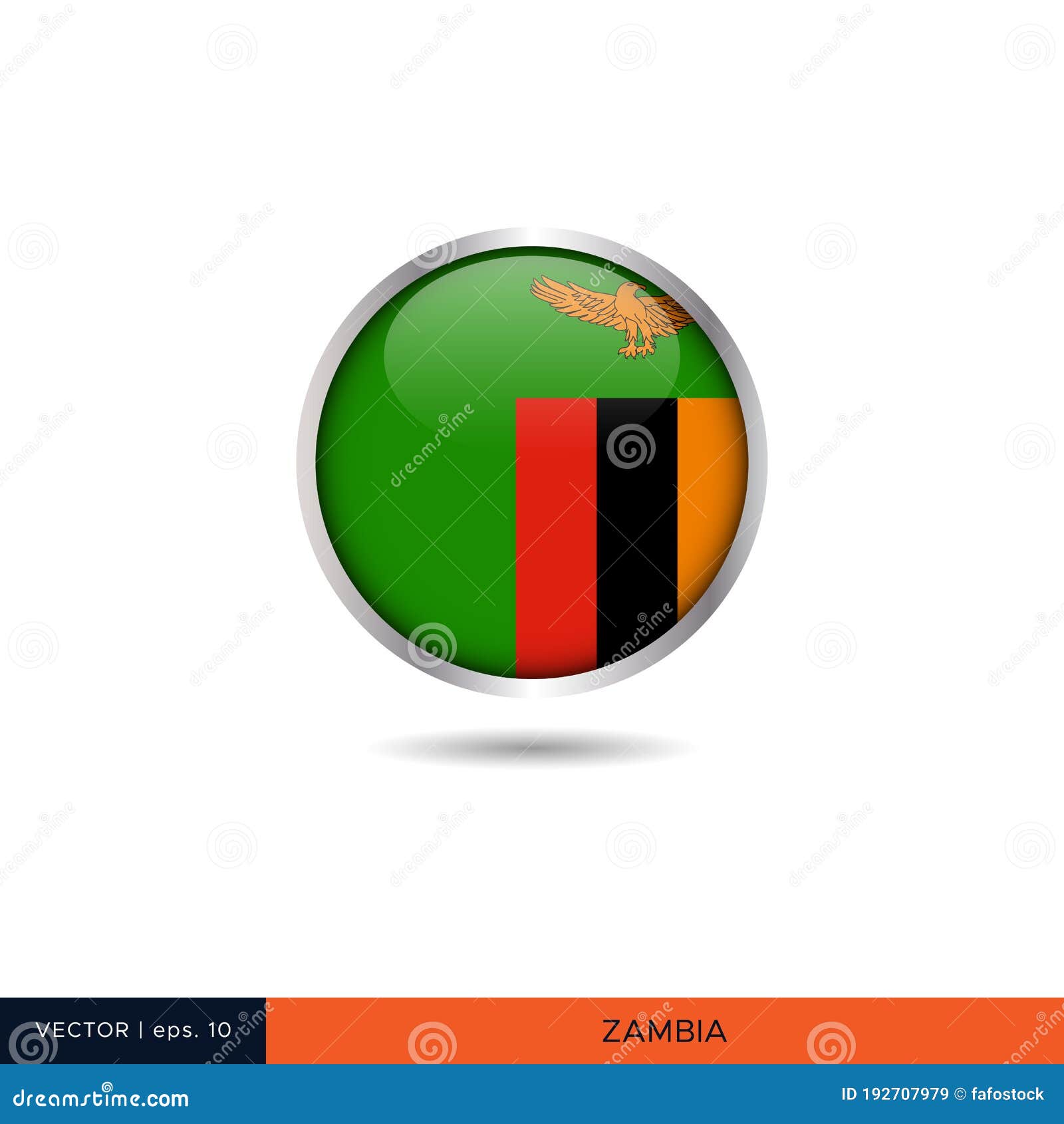 Zambia Round Flag Vector Design. Stock Vector - Illustration of ...