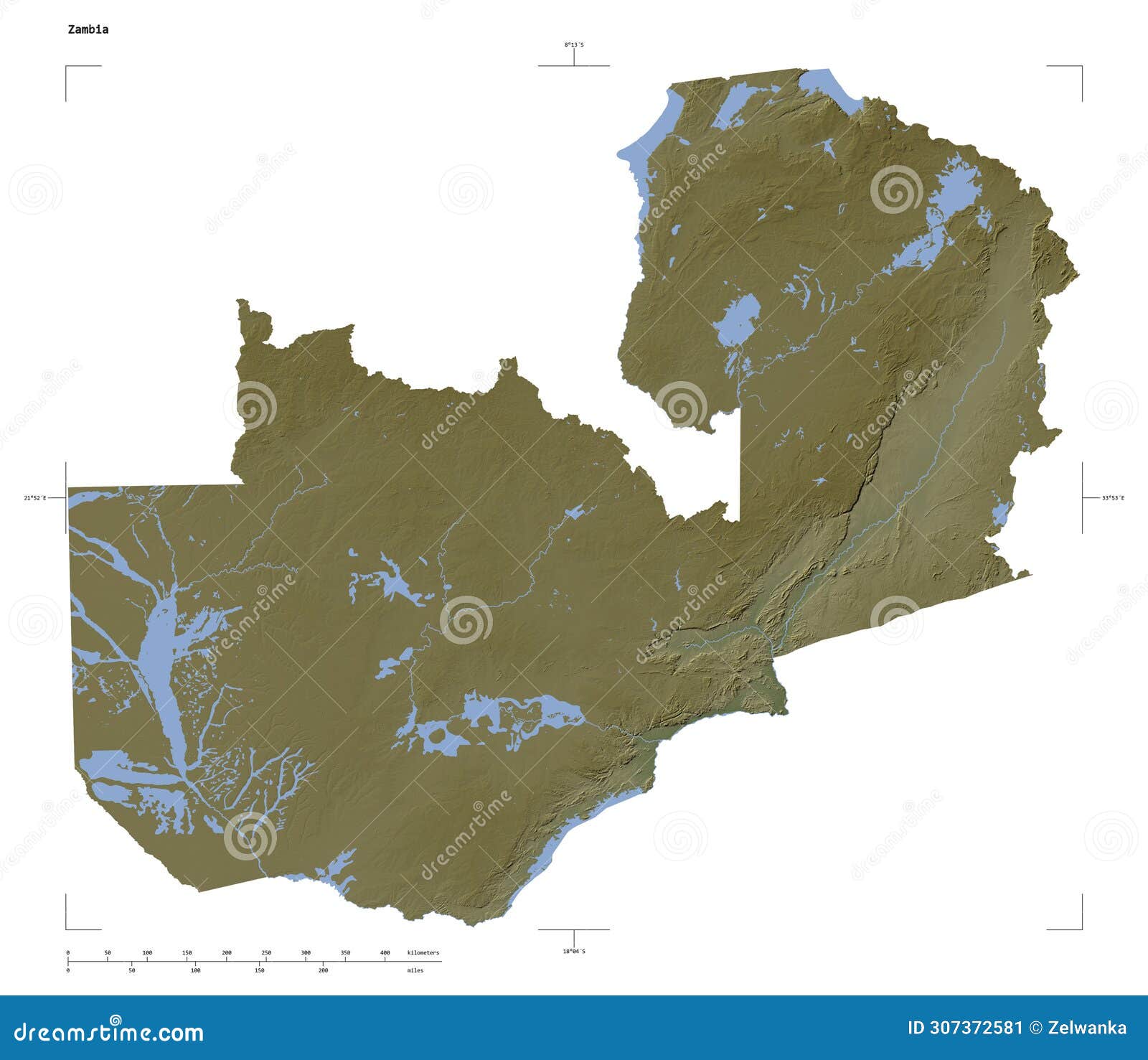 Zambia Shape on White. Pale Stock Illustration - Illustration of ocean ...
