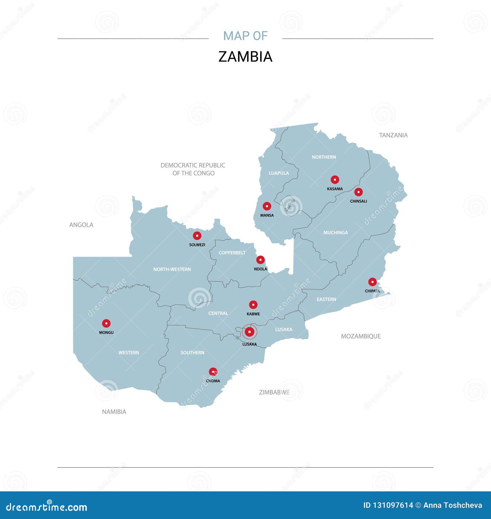 Zambia Editable Outline Map. Vector Illustration | CartoonDealer.com ...