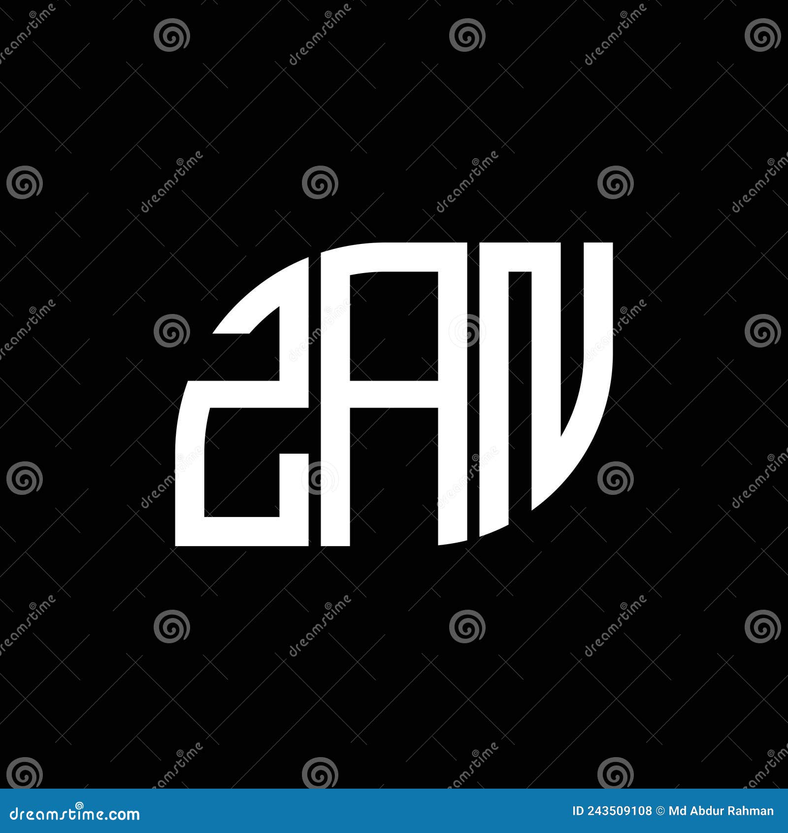 ZAN Letter Logo Design on Black Background. ZAN Creative Initials ...