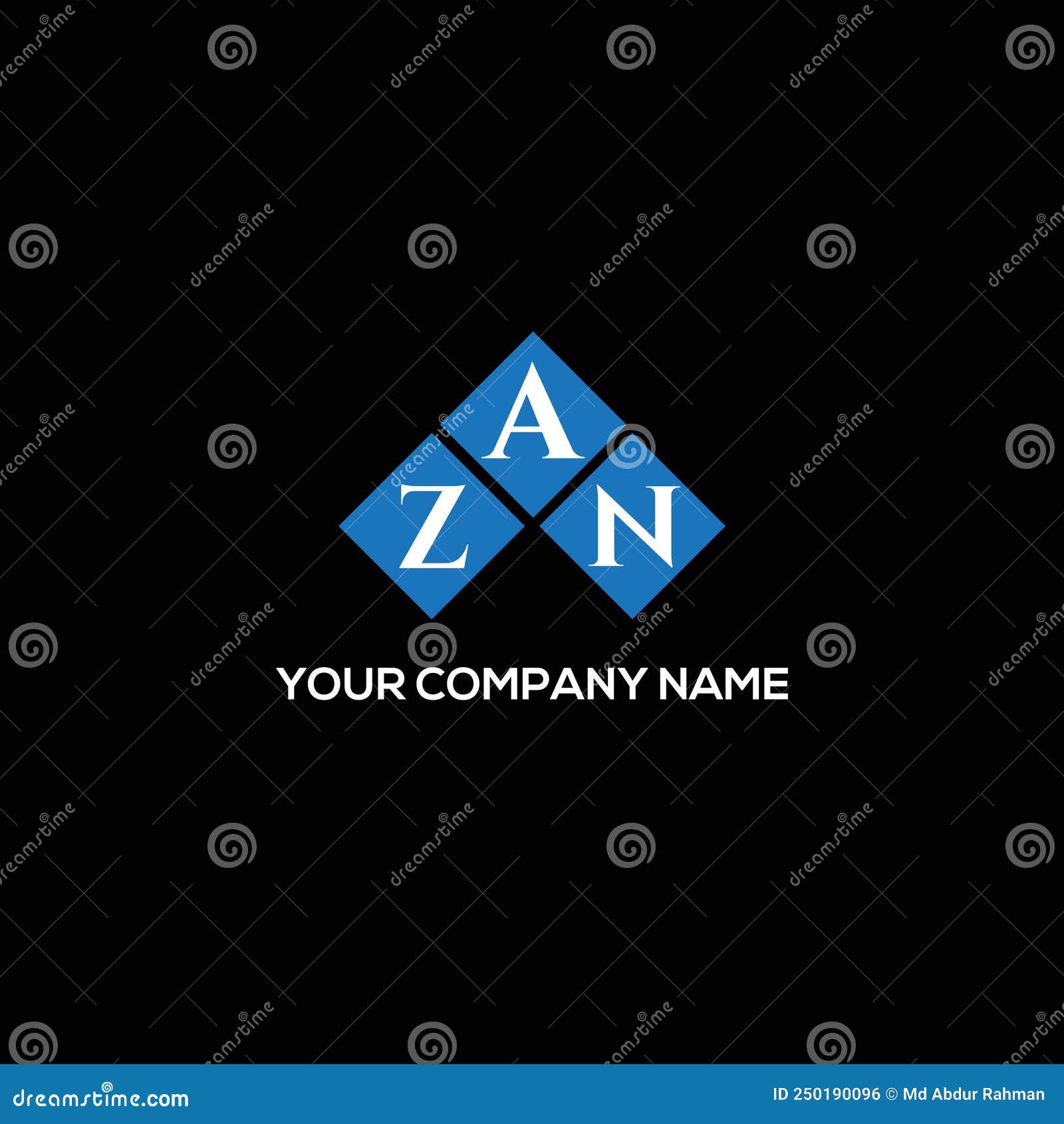 ZAN Letter Logo Design on BLACK Background. ZAN Creative Initials ...