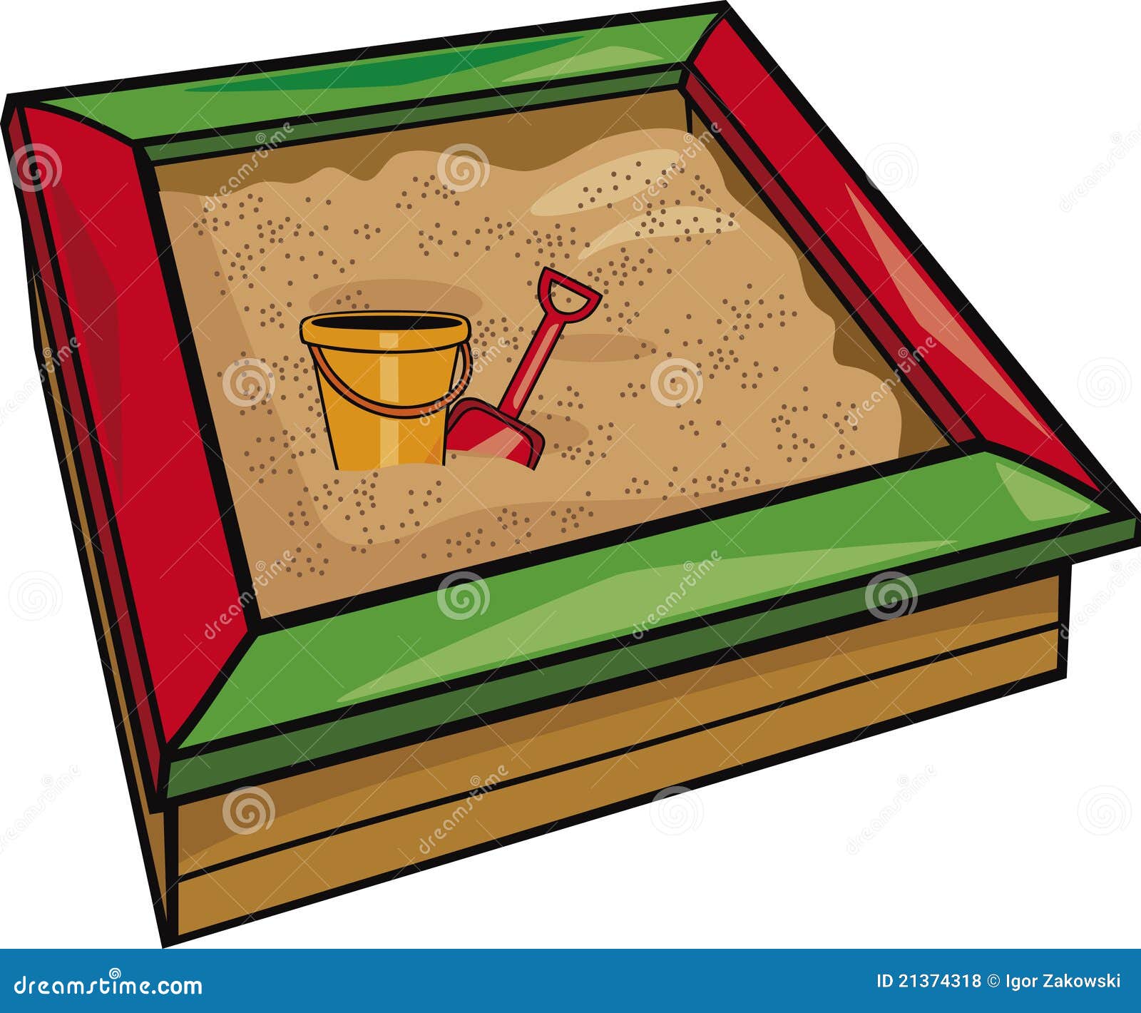 Zandbak met speelgoed vector illustratie. Illustration of kinderachtig ...