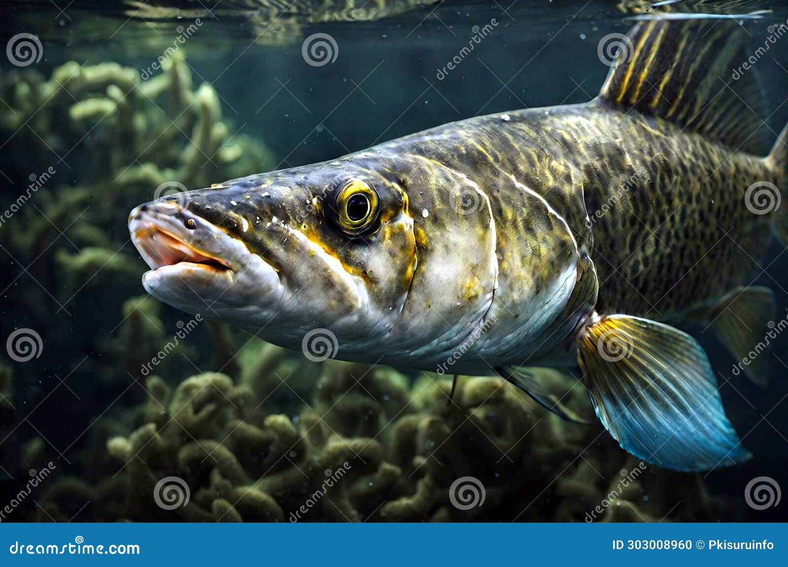 Zander Fish Underwater Closeup Stock Illustration - Illustration of ...