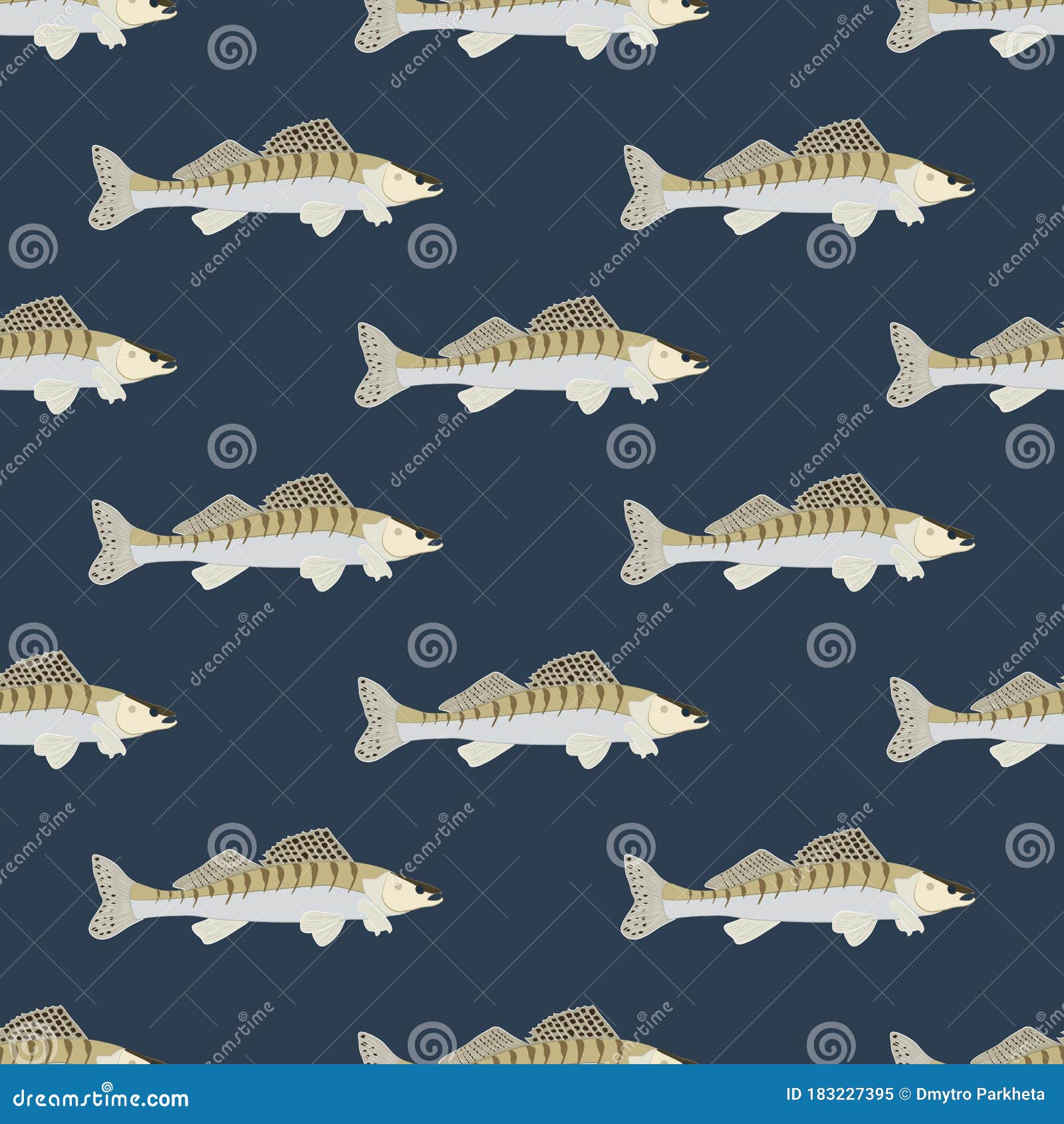 Zander Fish Jumping Out Of The Water. Black And White Silhouette Emblem ...