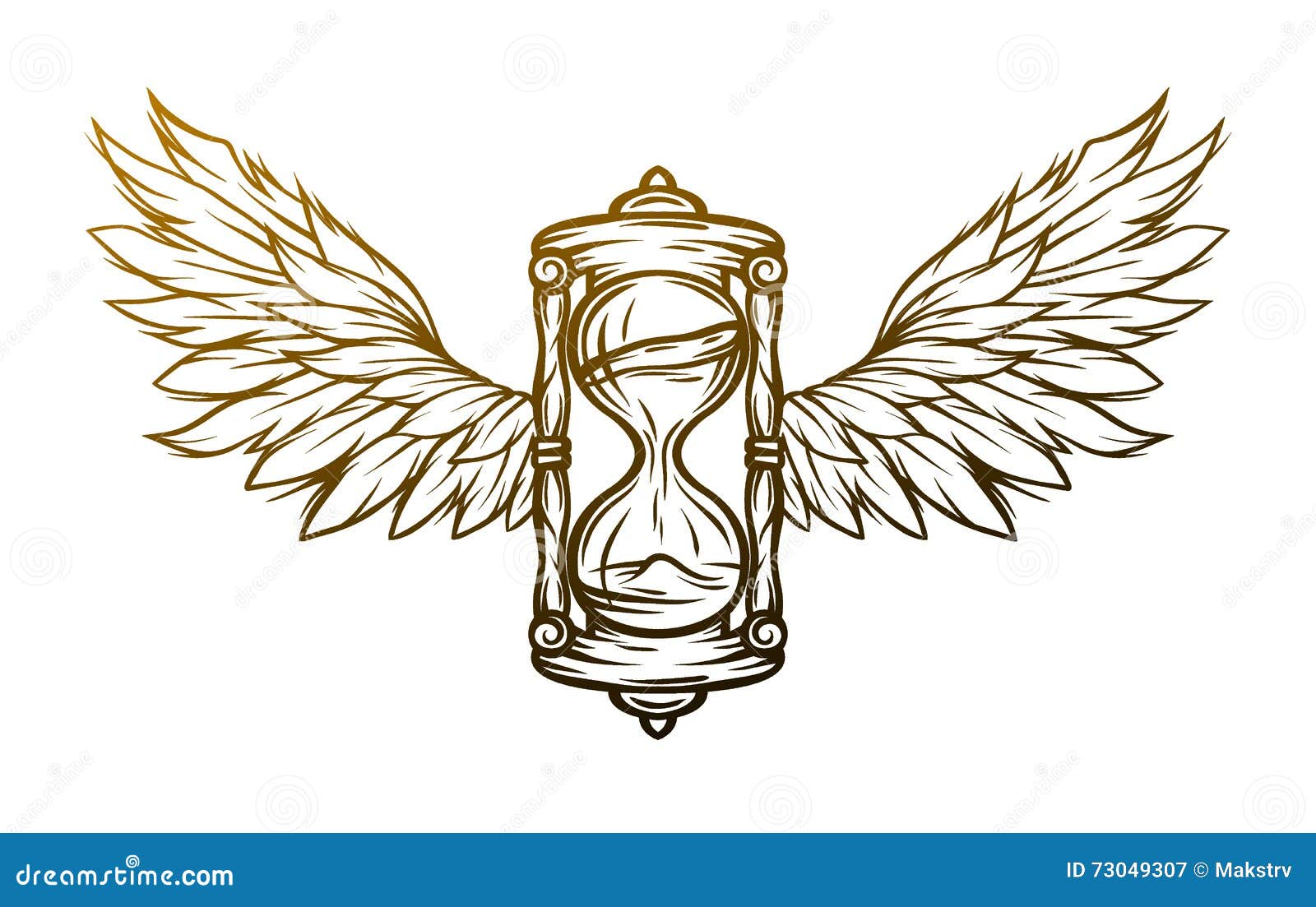 Zandloper En Vleugels Teken, Symbool Vector Illustratie - Illustration ...