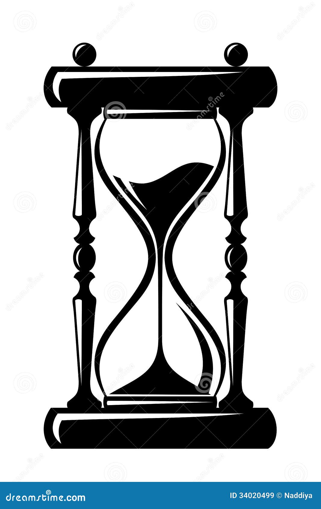 Zandloper. zwart silhouet. vector illustratie. Illustration of tijd ...