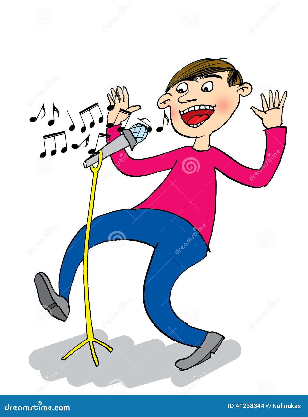 Zanger Met Microfoon, Beeldverhaal Stock Illustratie - Illustration of ...