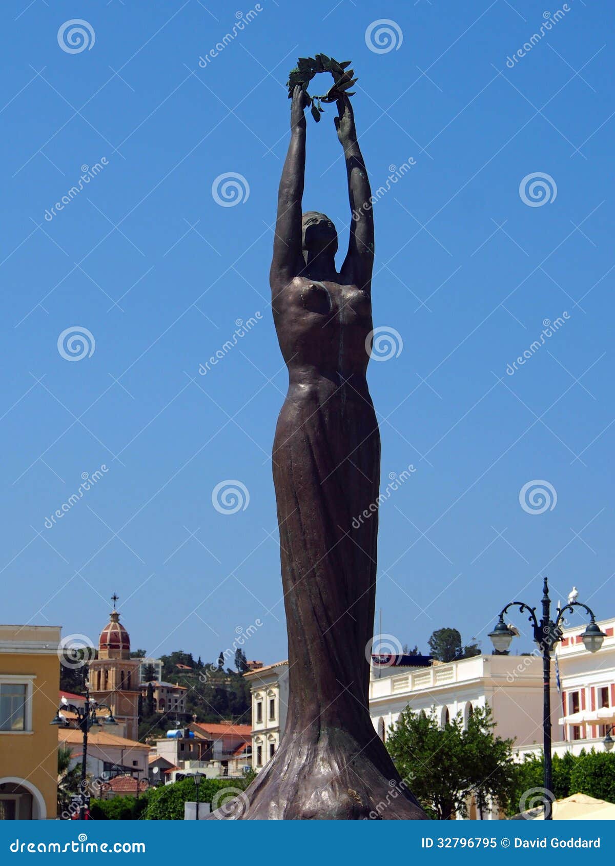 Zante town bronze statue stock image. Image of background - 32796795