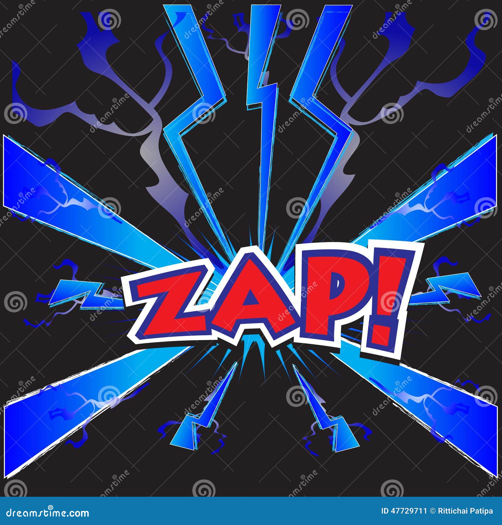 Zap comic word stock vector. Illustration of bang, blue - 47729711