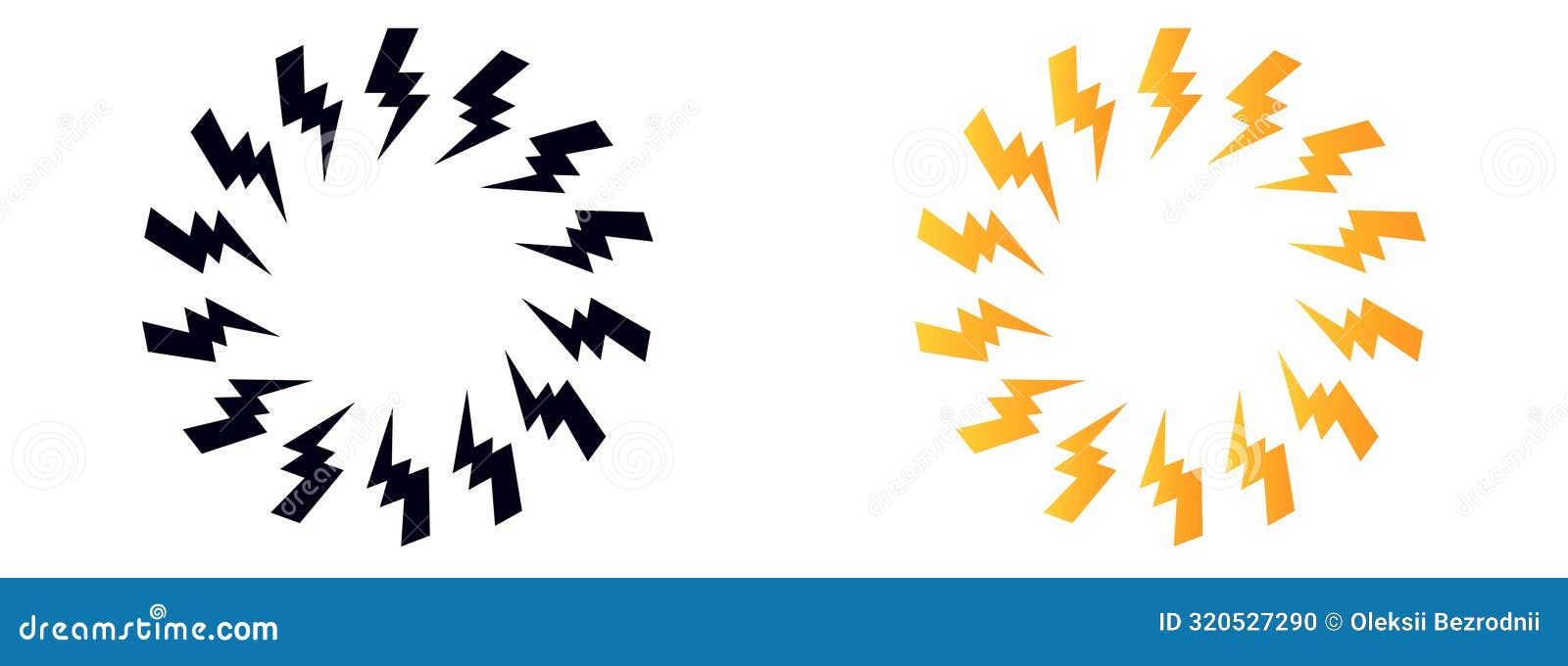 Zap Lightning Circle Frame. Flash Bolt Round Border Vector Illustration ...
